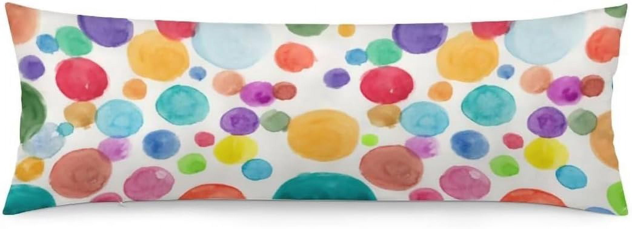 Rainbow Color Body Pillow Cover Watercolor Polka Dot Circles Colorful ...