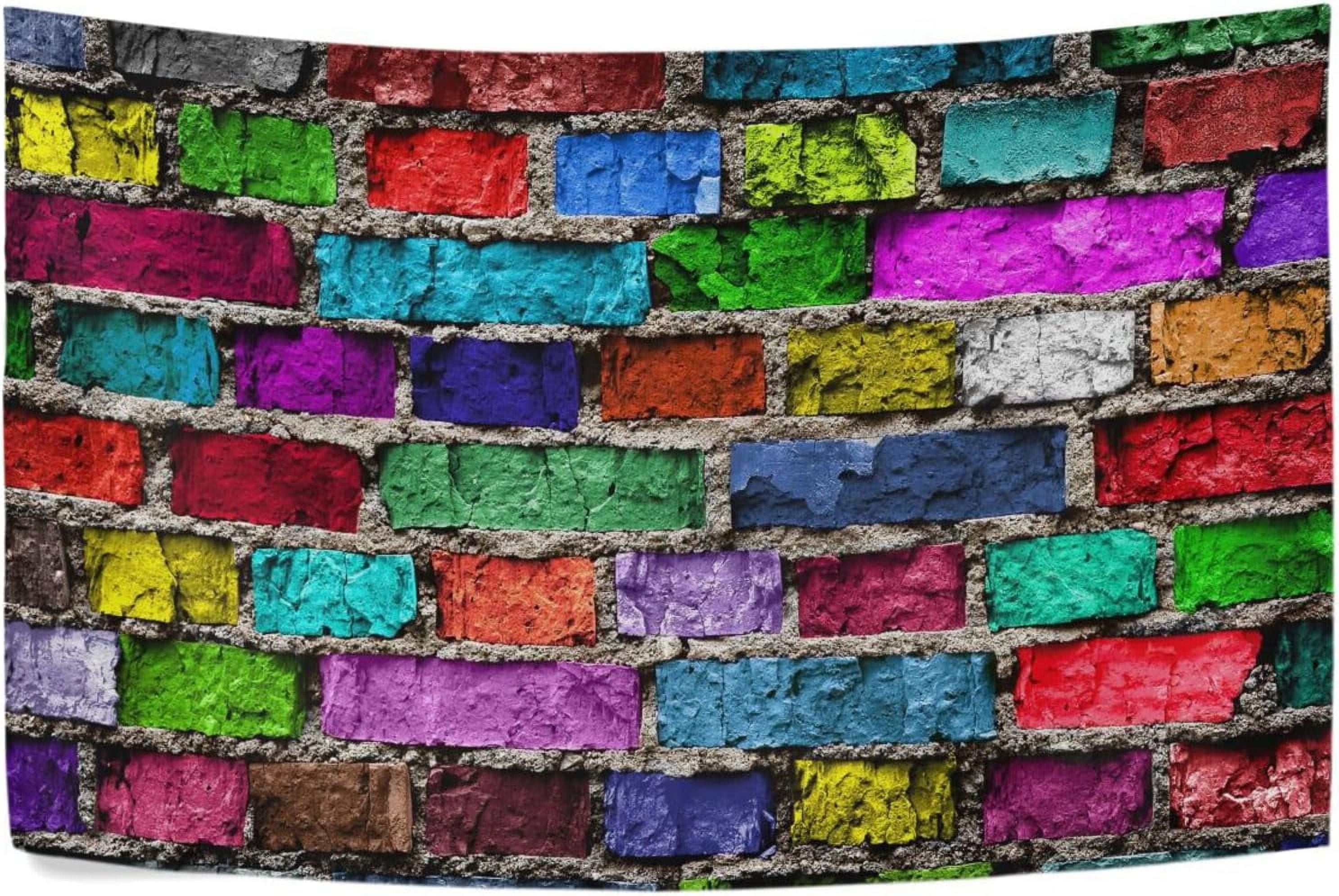 Rainbow Color Brick Wall Tapestry Wall Hanging Tapestries Happy ...