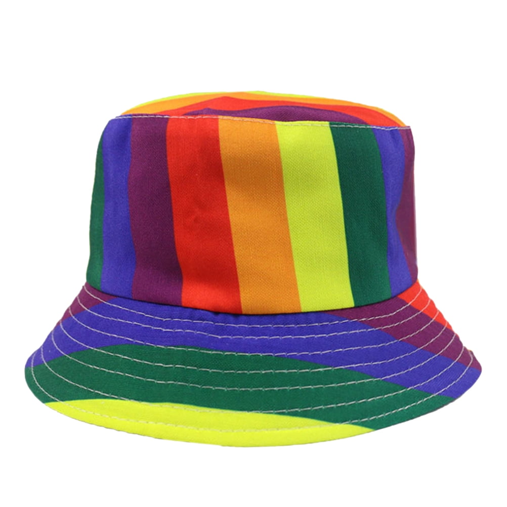 Rainbow Color Bucket Hat Fashion Sun Protection Seven Colors Wide ...