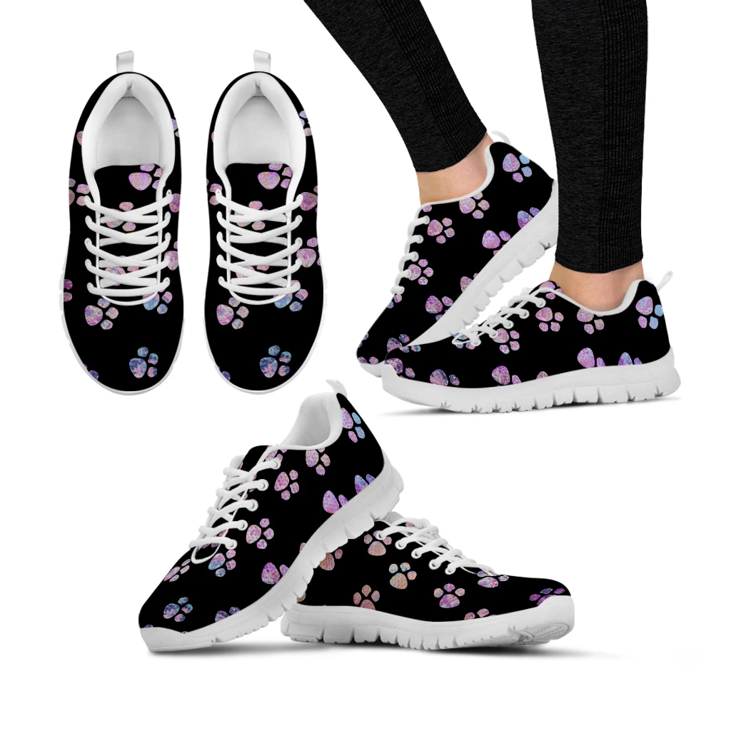 Rainbow Color Cartoon Dog Paw Print Lightweight Outdoor Shoes ...