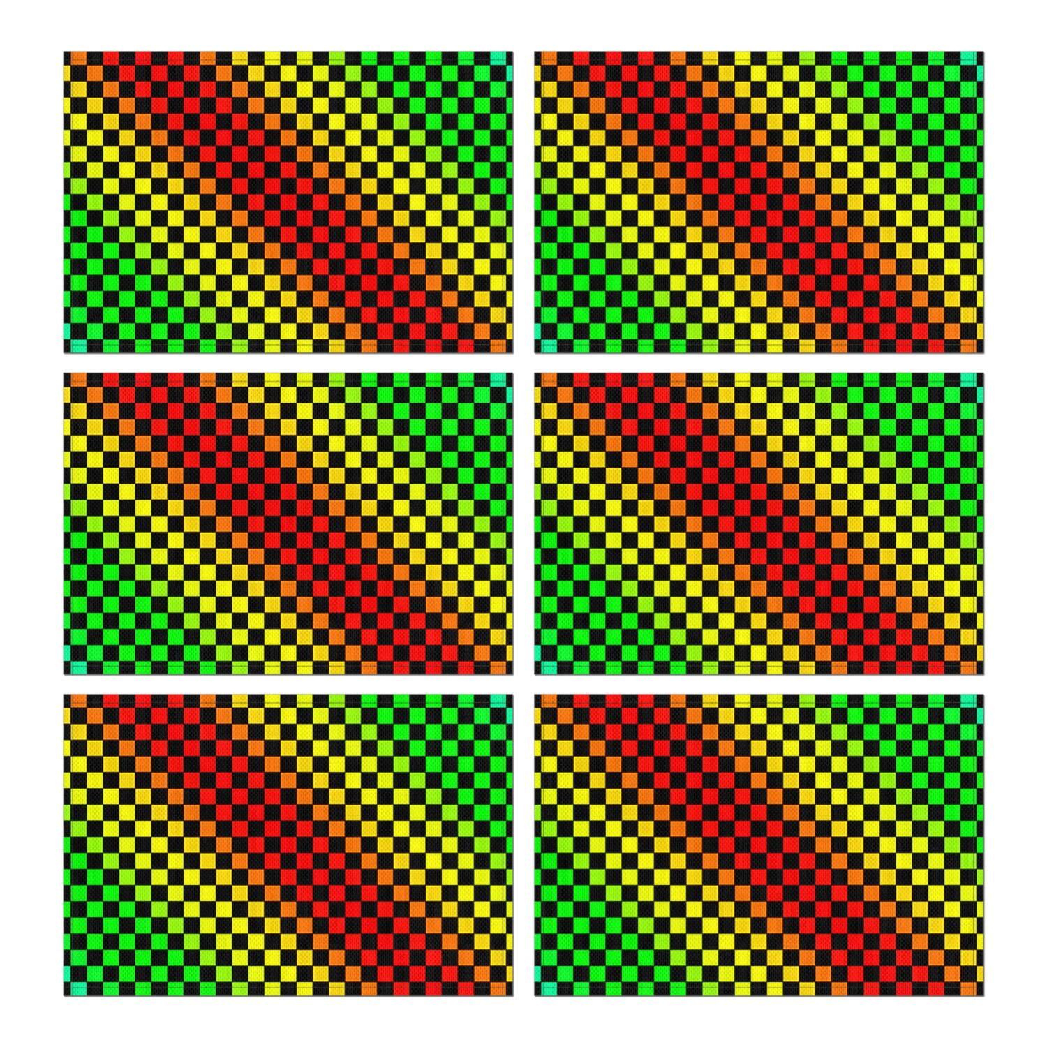 Rainbow Color Checkered Pattern Summer Placemats Table Placemats Set Of ...