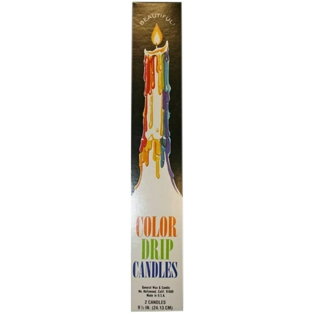 Rainbow Color Drip Taper Candle: 9.5 inches, 2 pieces - Walmart.com