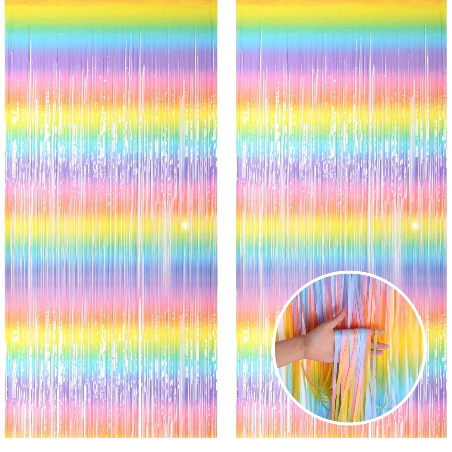 Rainbow Color Fringe Curtains Party Decorations Pastel Tinsel Backdrop ...