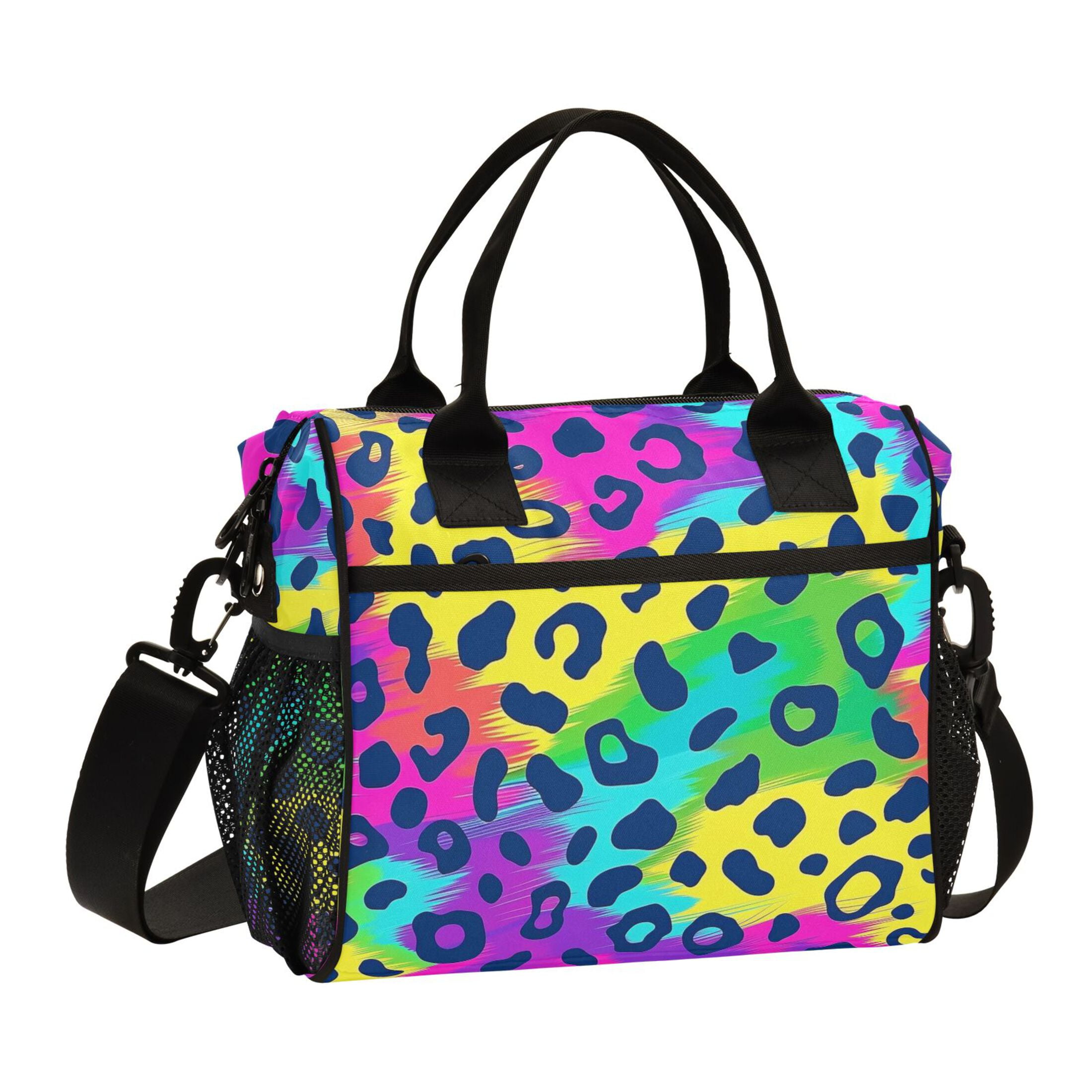 Rainbow Color Leopard Lunch Bag Insulated Lunch Box Leakproof Reusable ...