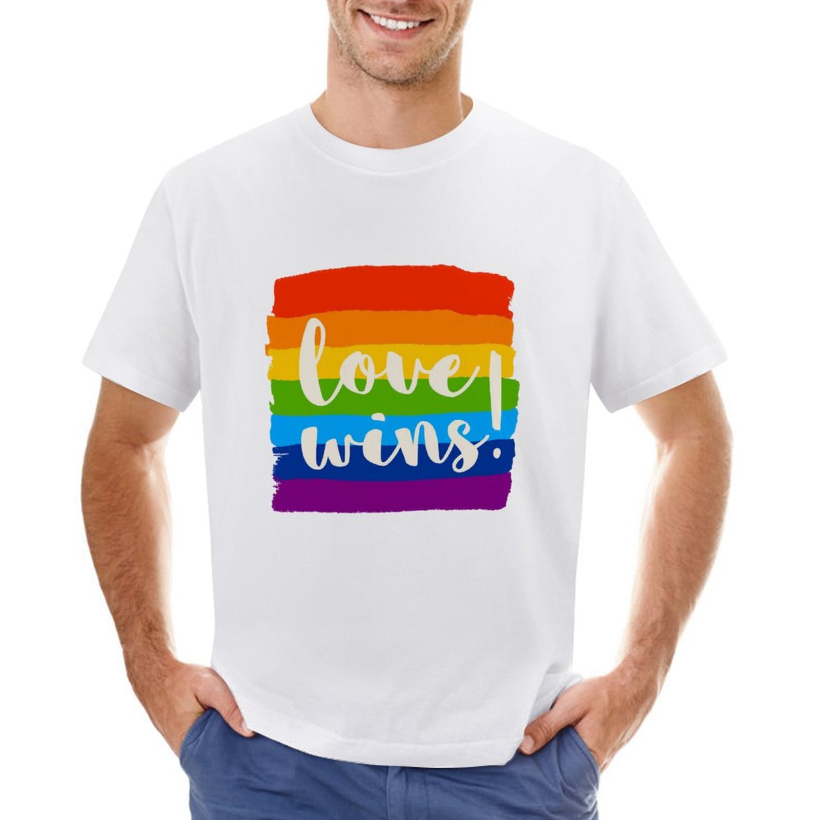 Rainbow Color Love Wins LGBT Culture Gay Pride Men’s Graphic T-shirt ...