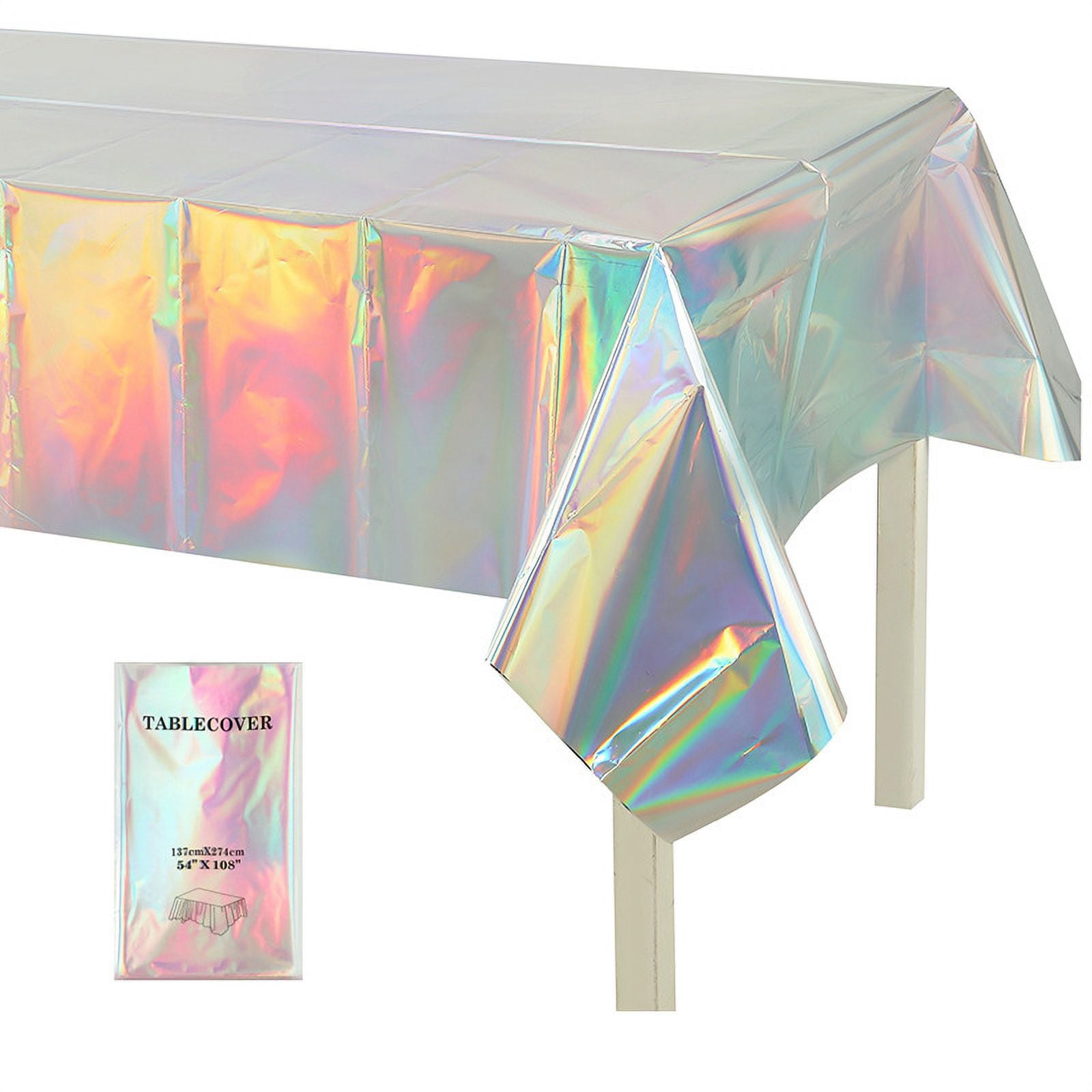 Rainbow Color Plastic Tablecloth Disposable Tablecloth Glitter ...