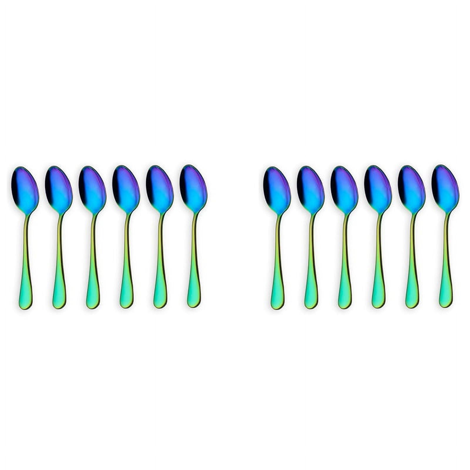 Rainbow Color TeaSpoons Coffee Spoon Mini Cake Spoon Stainless Steel ...