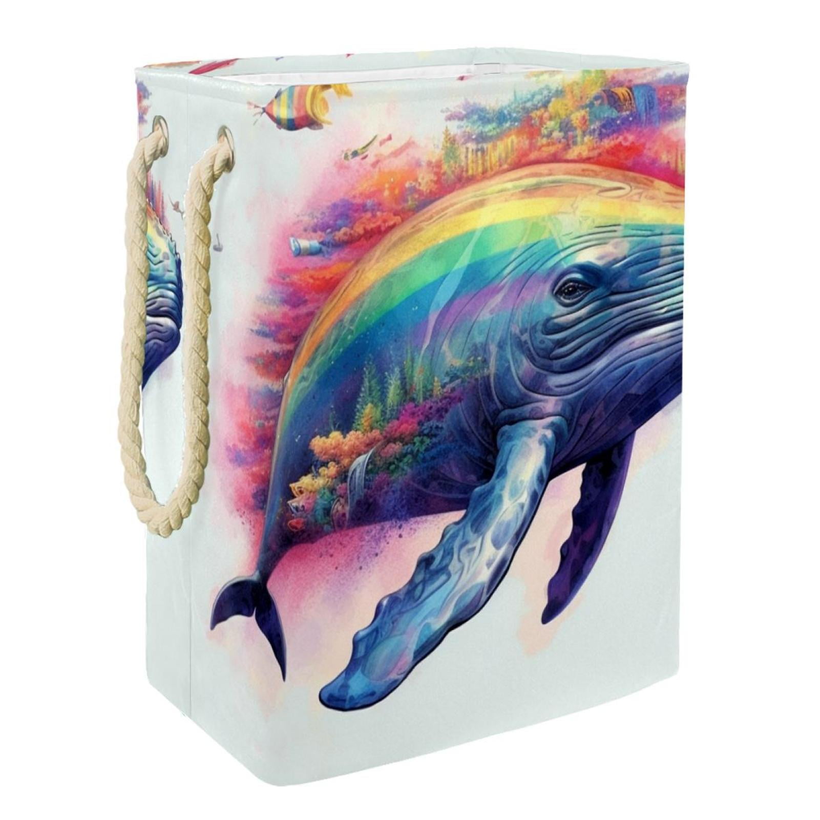 Rainbow Color Whale Laundry Hamper, Collapsible Laundry Baskets Firm ...