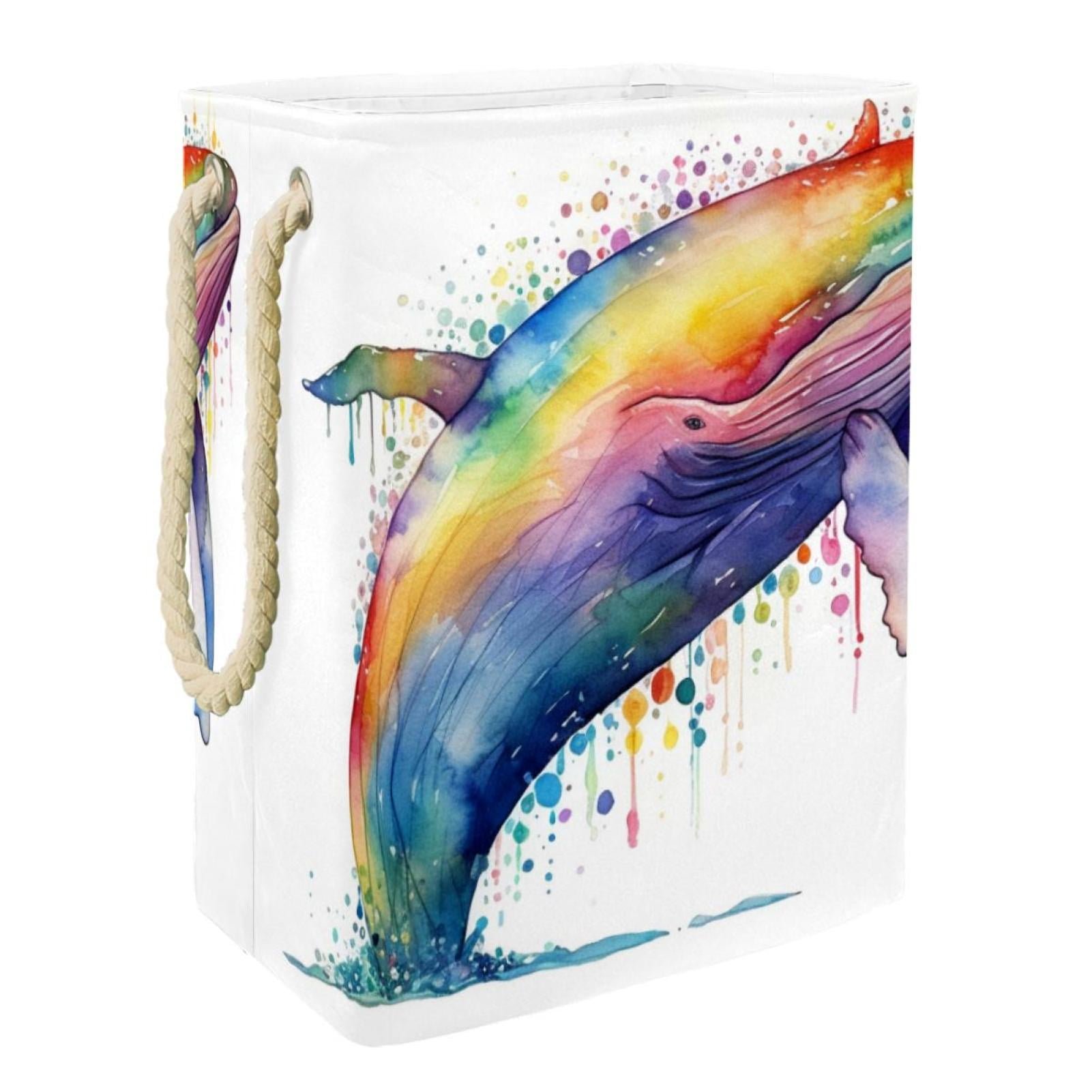 Rainbow Color Whale Laundry Hamper, Collapsible Laundry Baskets Firm ...