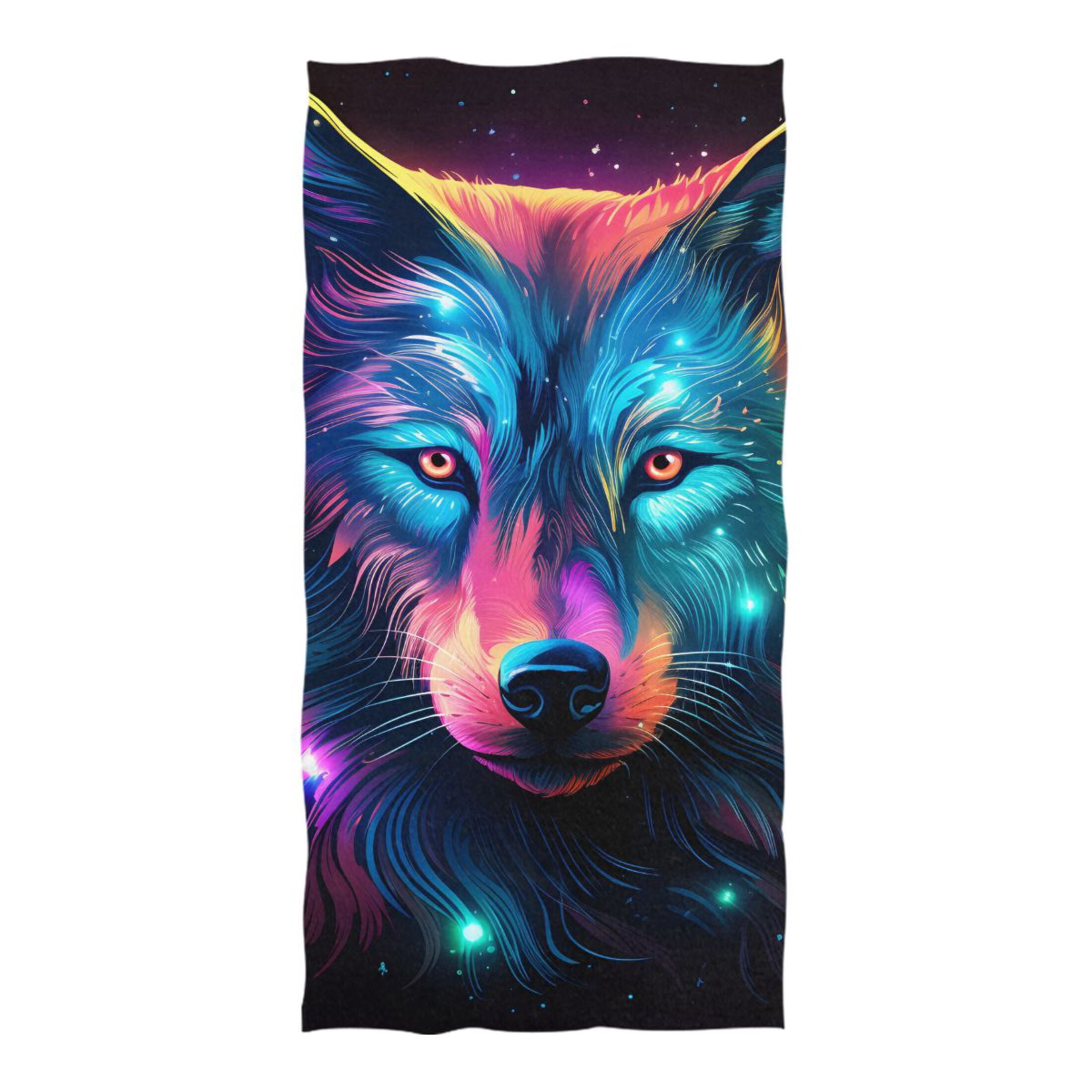 Rainbow Color Wolf Beach Towel Oversized 74"x37" Pool Towels Soft ...