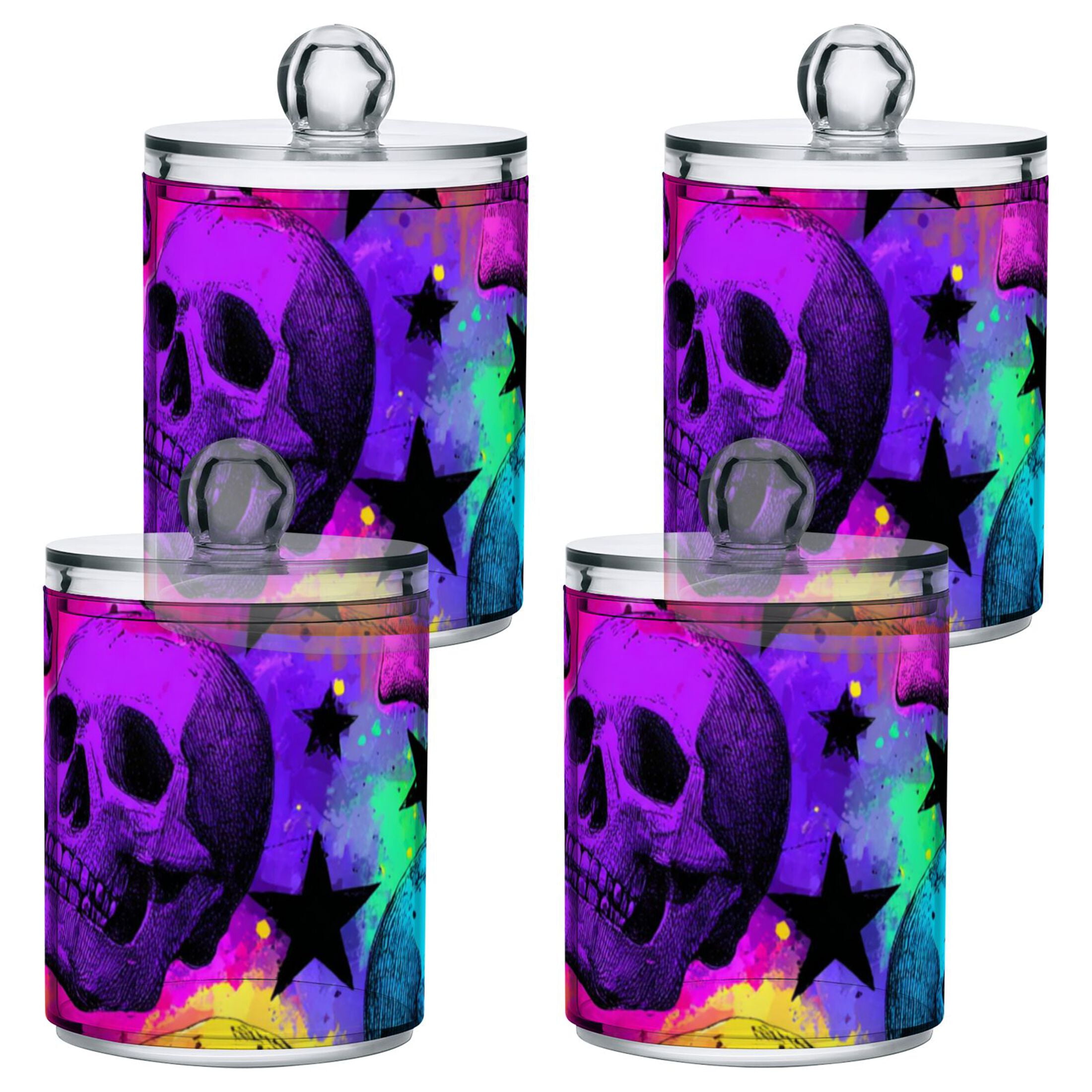 Rainbow Colored Background Skulls Stars Translucent Plastic Cans ...