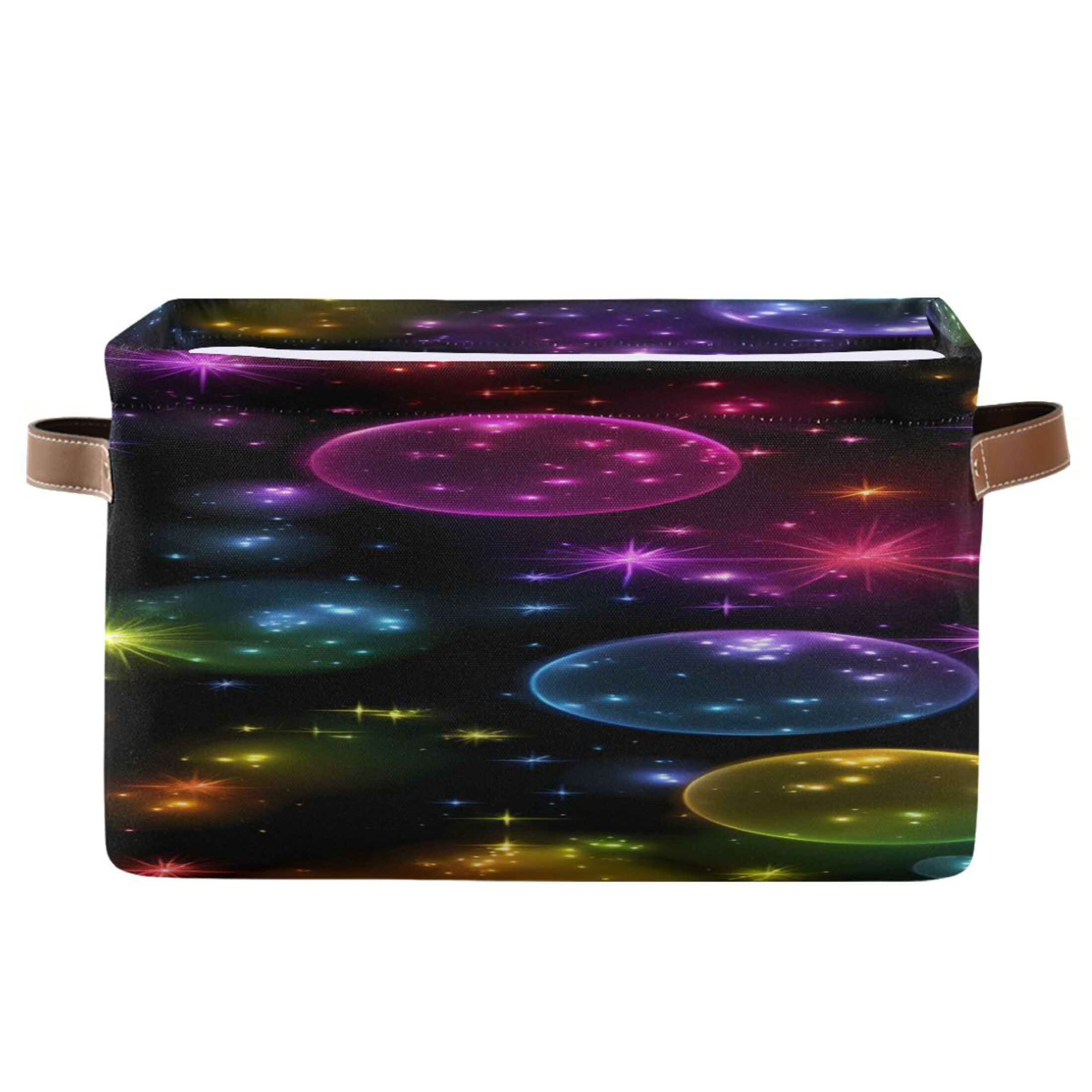 Rainbow Colored Bubbles Square Storage Bins with Handles Collapsible ...