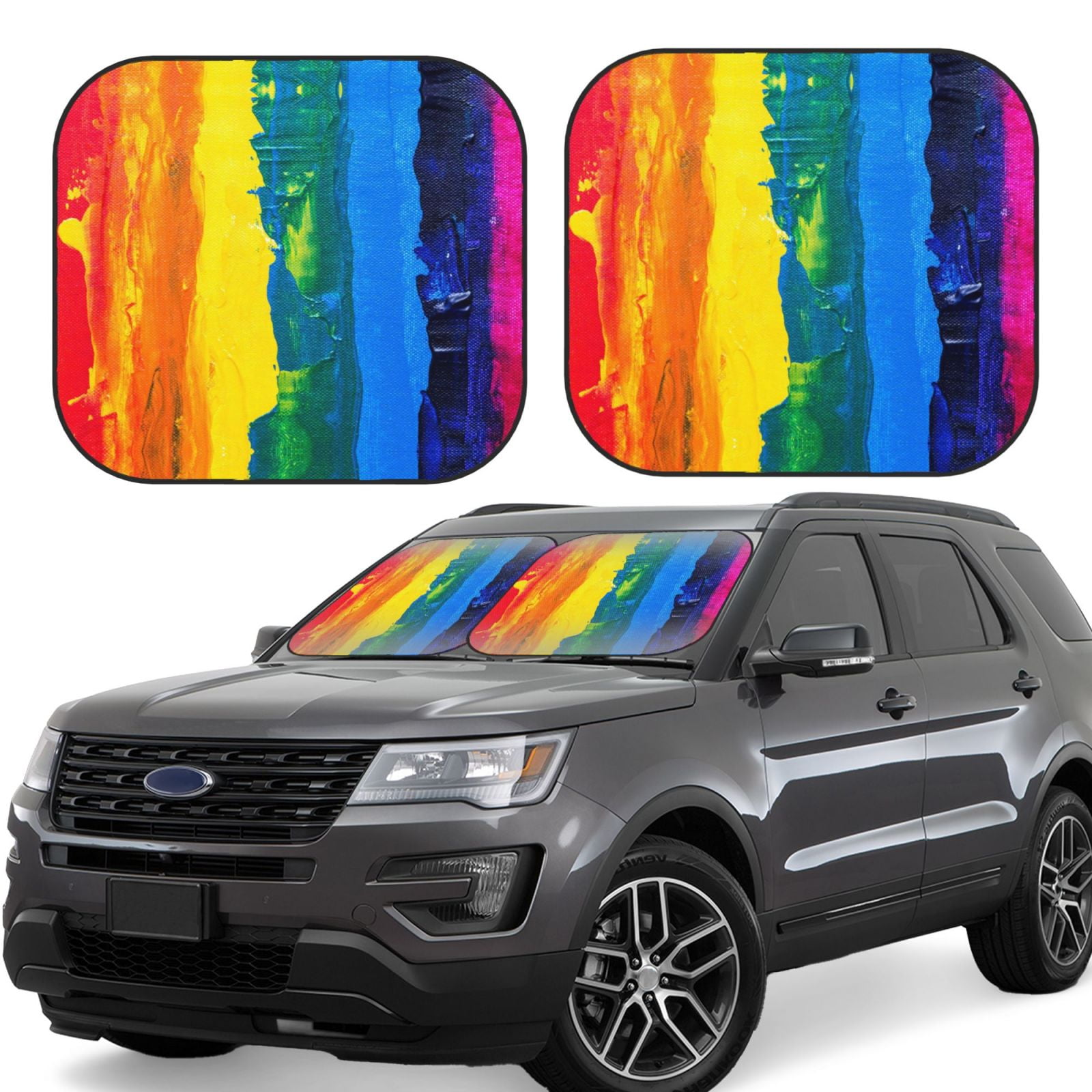 Rainbow Colored Car Windshield Sun Shade - Foldable Car Sun Shade Windshield, Car Windshield Sun ...