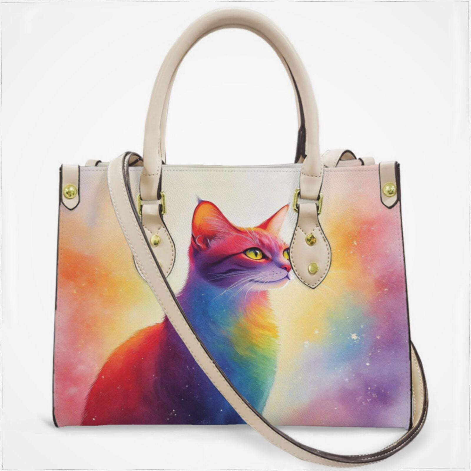 Rainbow Colored Cat Cross Body Bags For Women Small Leather Female ...