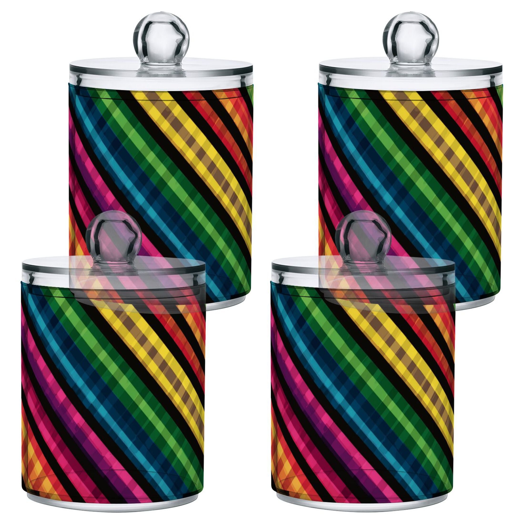 Rainbow Colored Diagonal Striped Pattern Translucent Plastic Cans ...