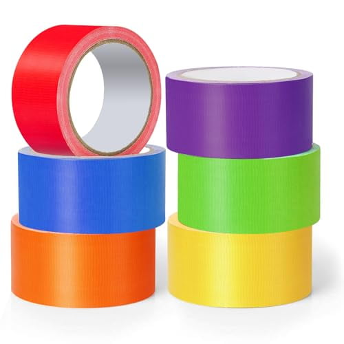 Rainbow Colored Duct Tape, 6 Pack Heavy Duty Duct Tape Bulk, Waterproof ...