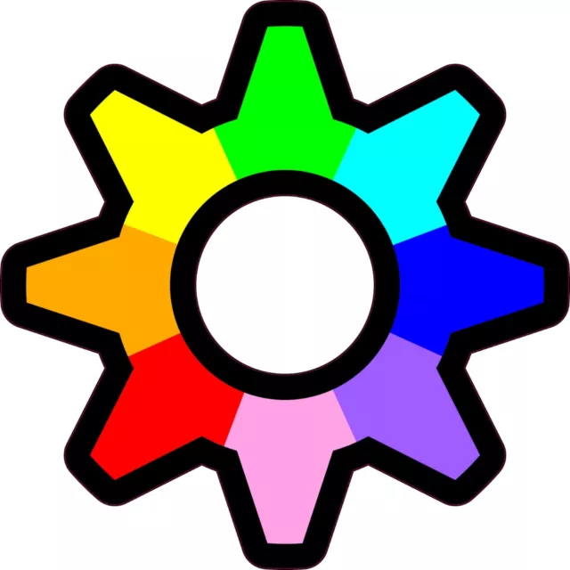 Rainbow Colored Gear Cog Star Bright Sprocket Sticker Window Decal ...