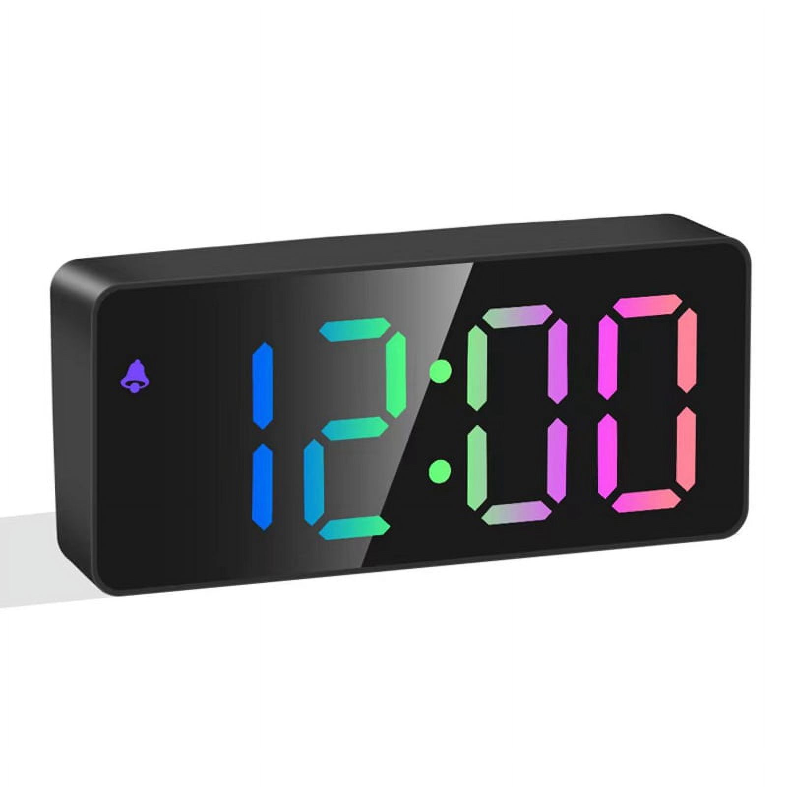 Rainbow Colored LED Digital Alarm Clock,Snooze, Adjustable Volume, Easy ...