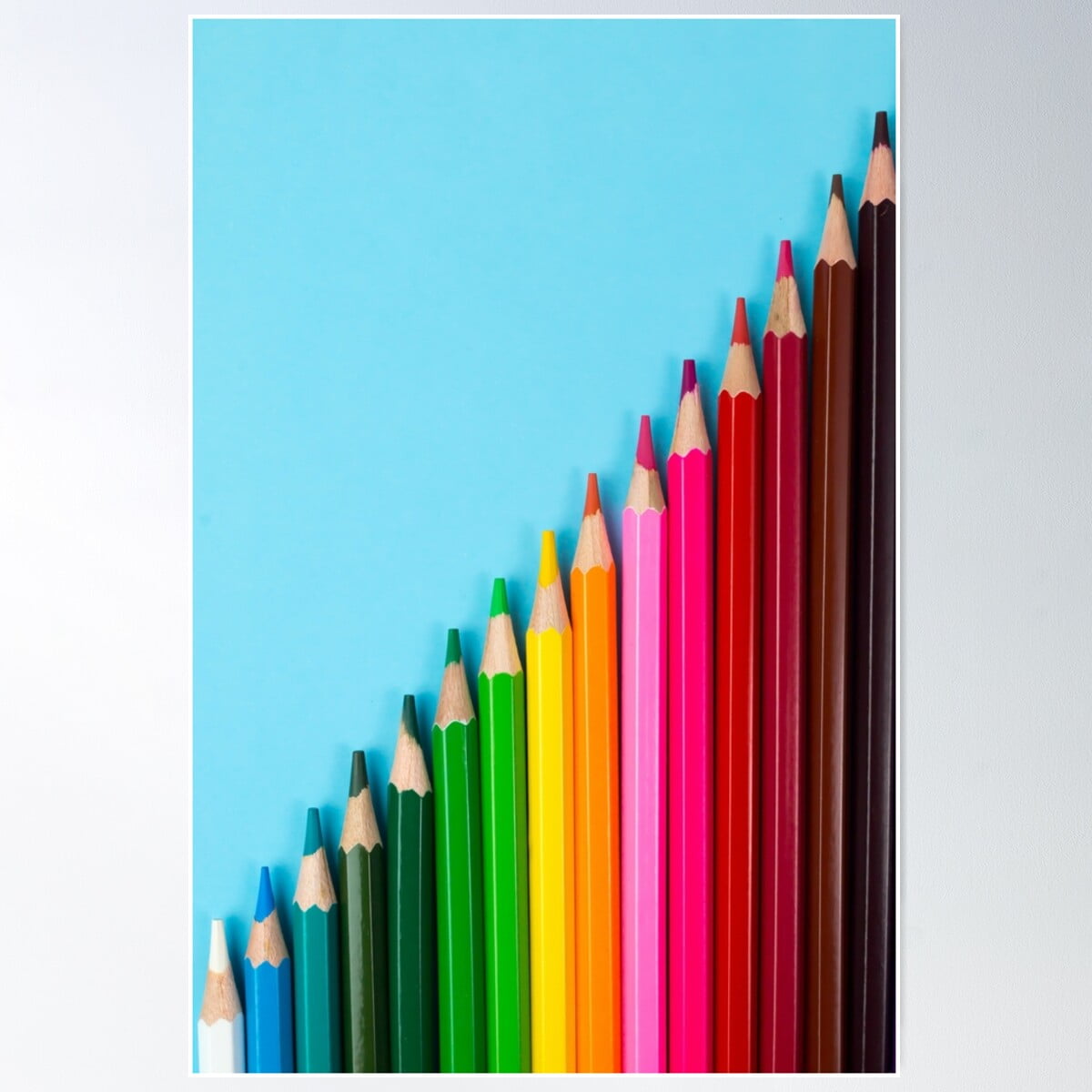 Rainbow Colored Pencils Poster Wall Art, Modern Wall Decor For Living ...