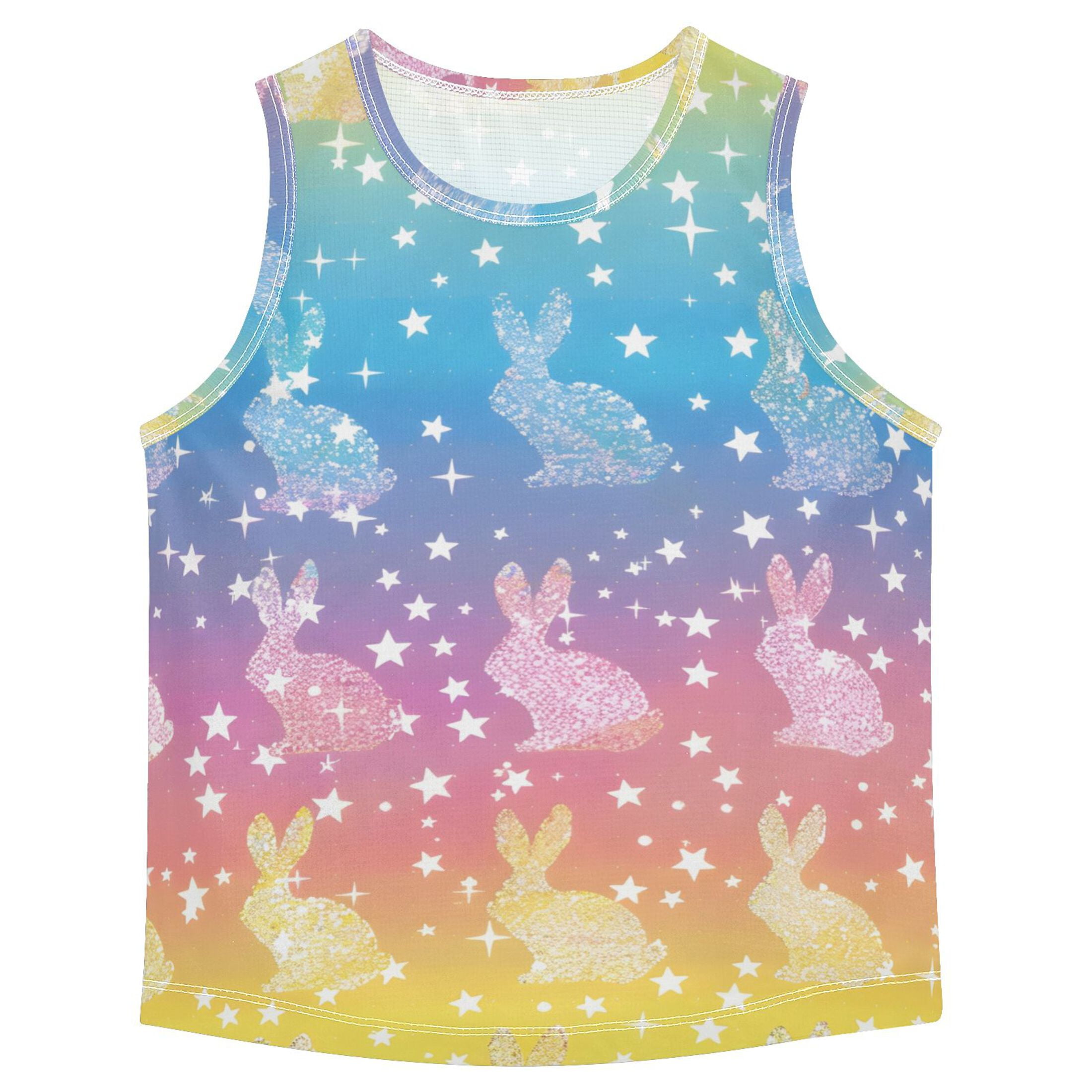 Rainbow Colored Shining Rabbits Boys' Vest Undershirt Tank Top ...