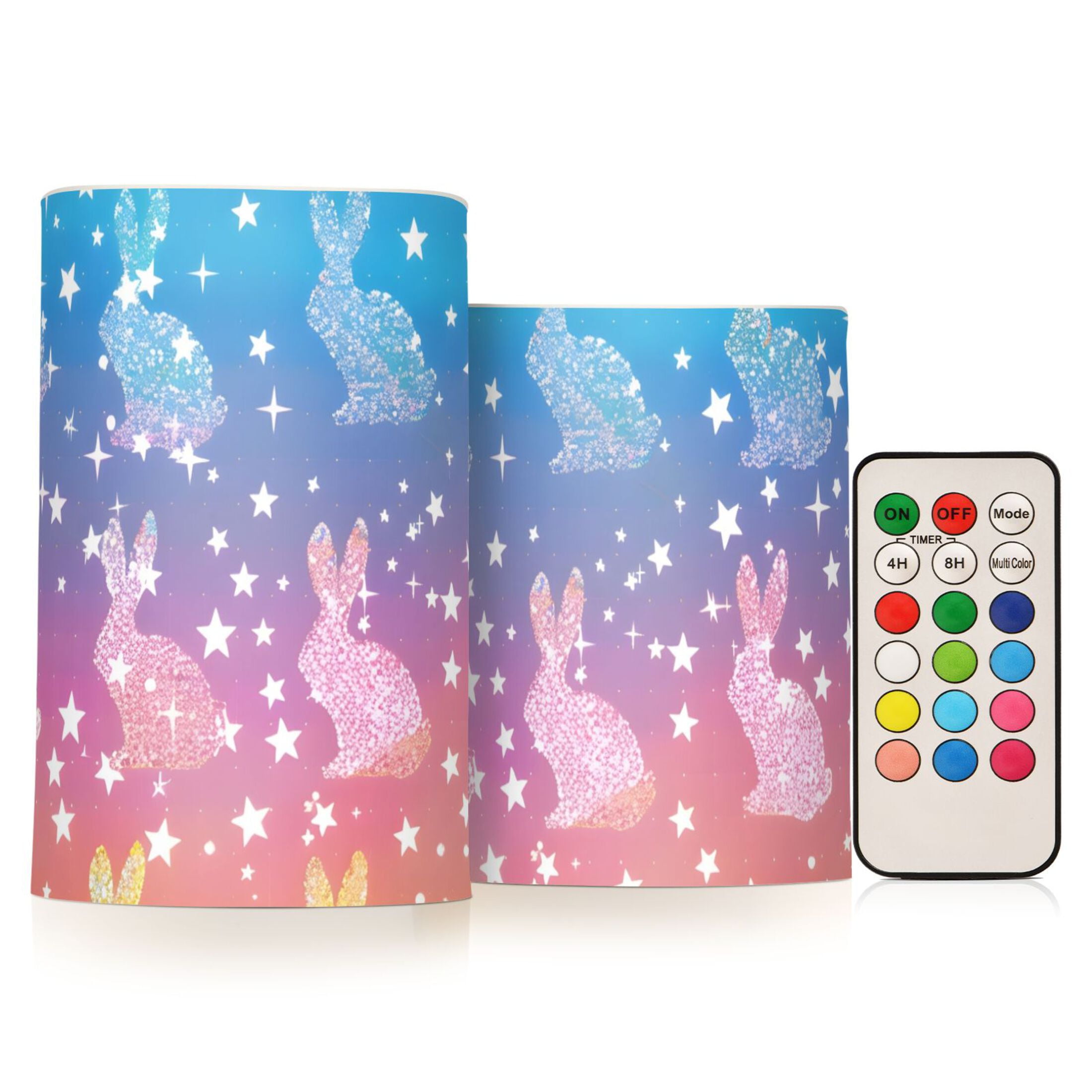 Rainbow Colored Shining Rabbits Flickering Flameless Candles LED ...