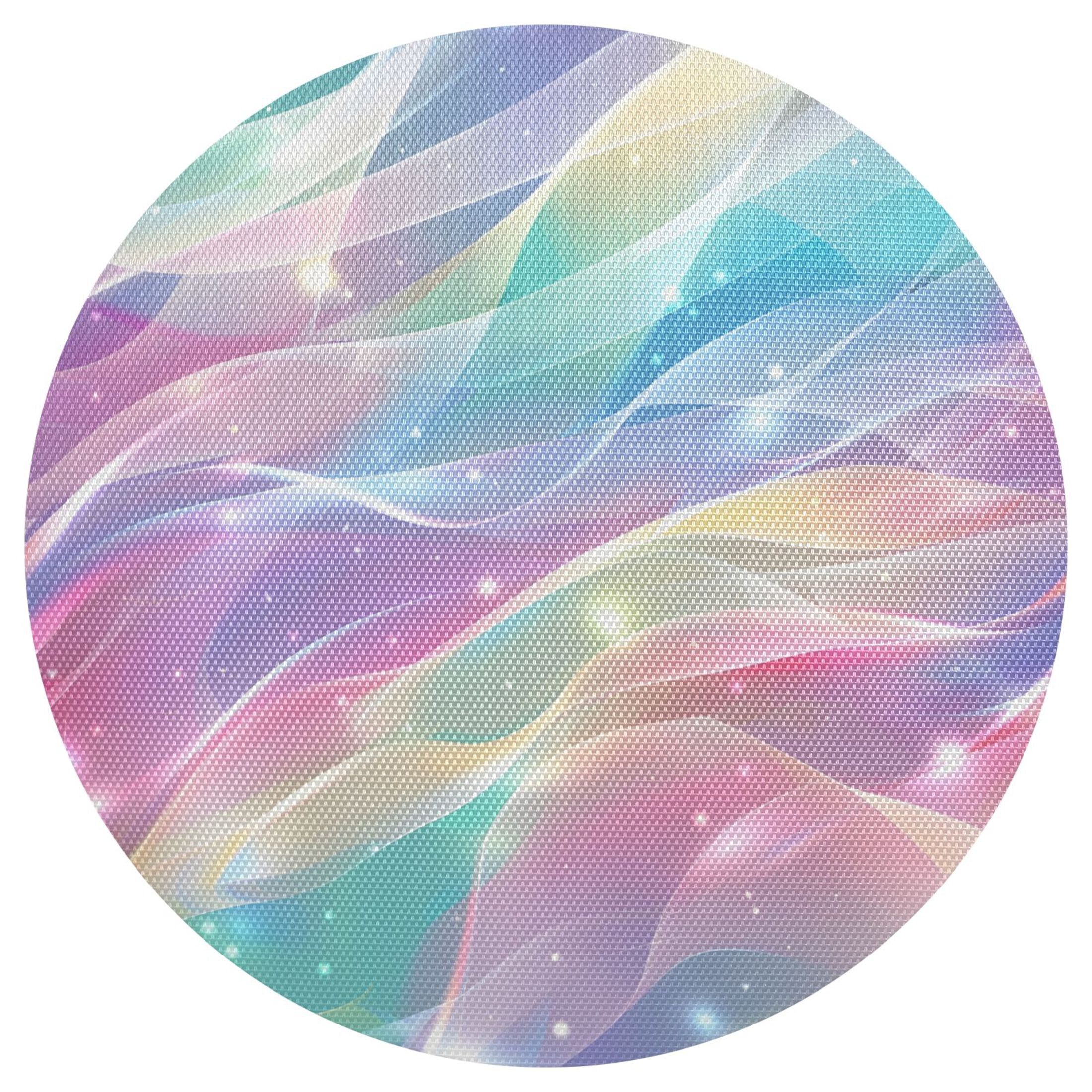 Rainbow Colored Stream Lines PVC Round Grid Placemat Table Mat 1 Pc 15. ...