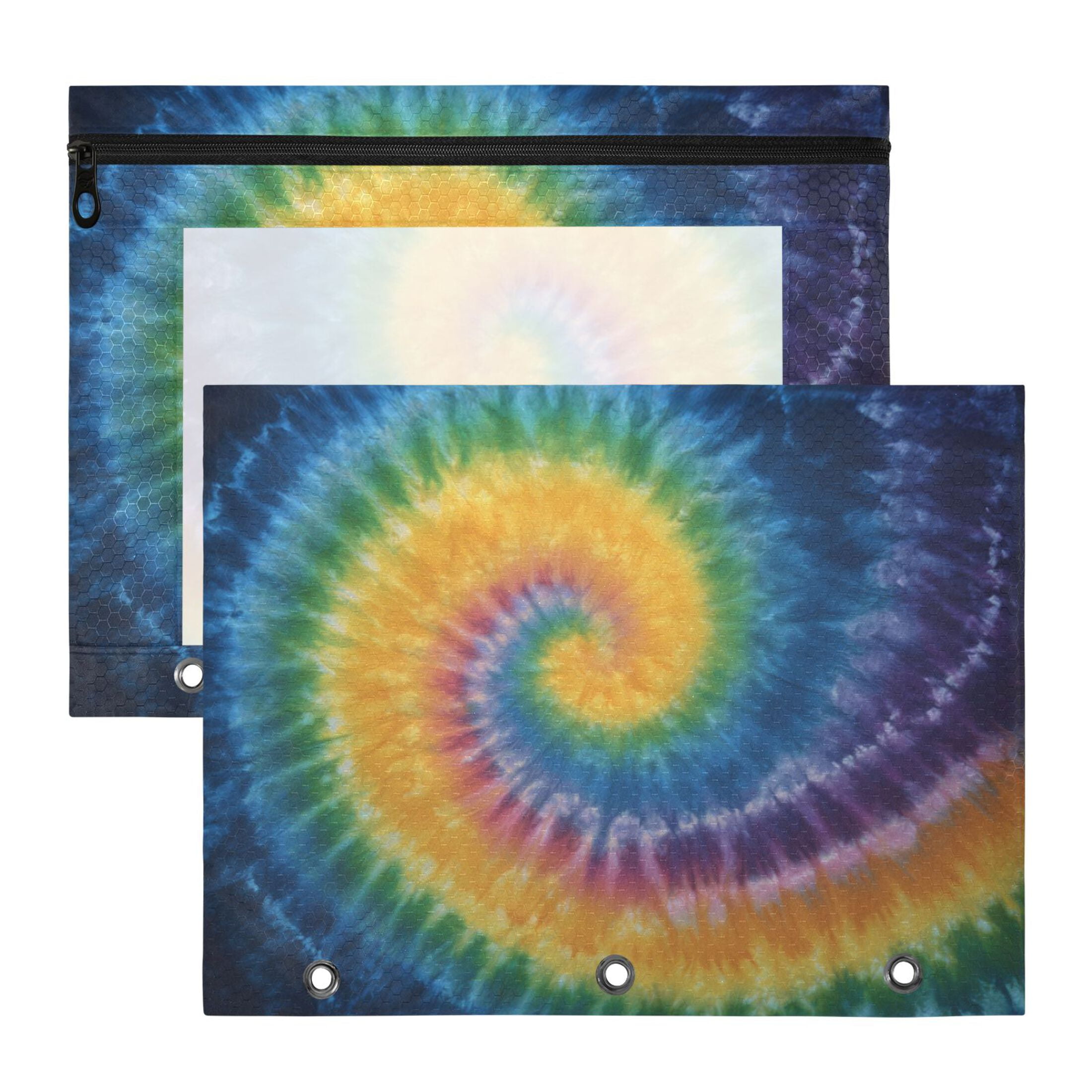 Rainbow Colored Tie Dye 3-Ring Binder Pouches A4 Size Zipper Pocket ...