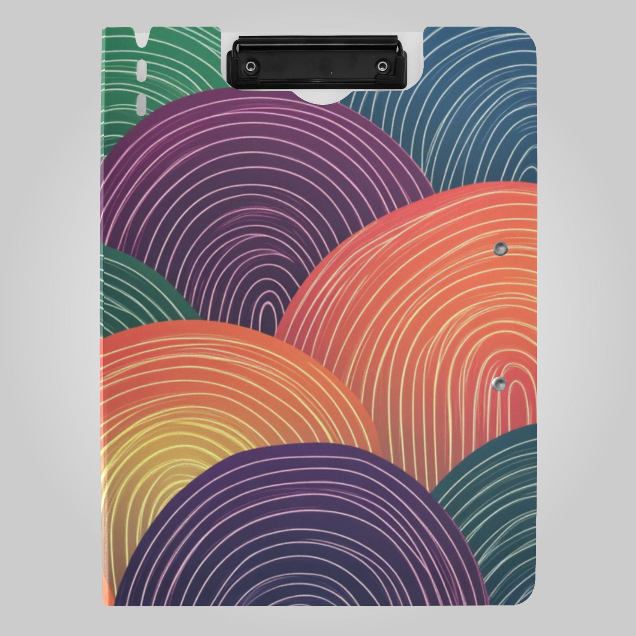 Rainbow Colored Waves Foldable Binder Folder Clipboard with Pen Slot ...