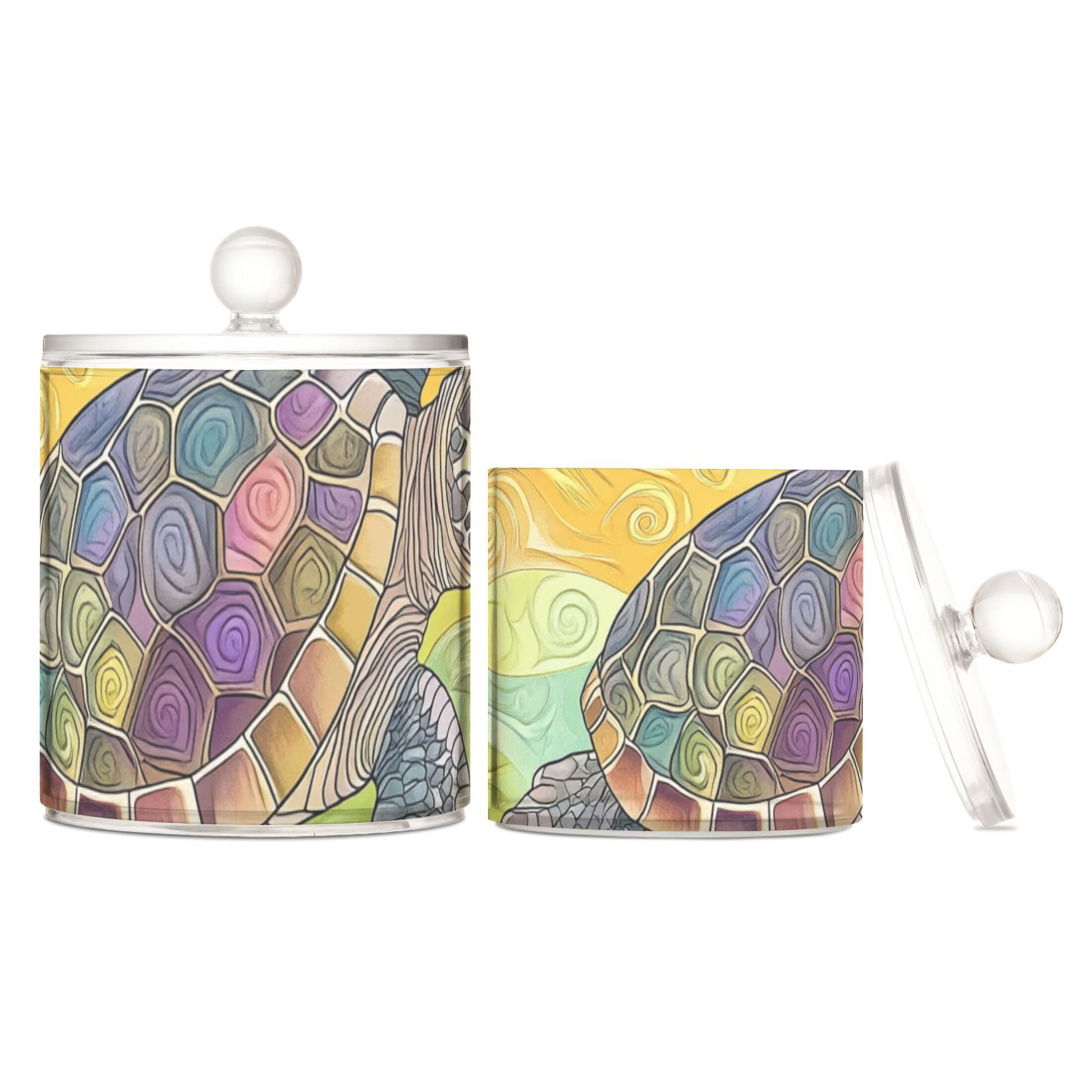 Rainbow Colored Waves Sea Turtle Translucent Plastic Cans Storage ...