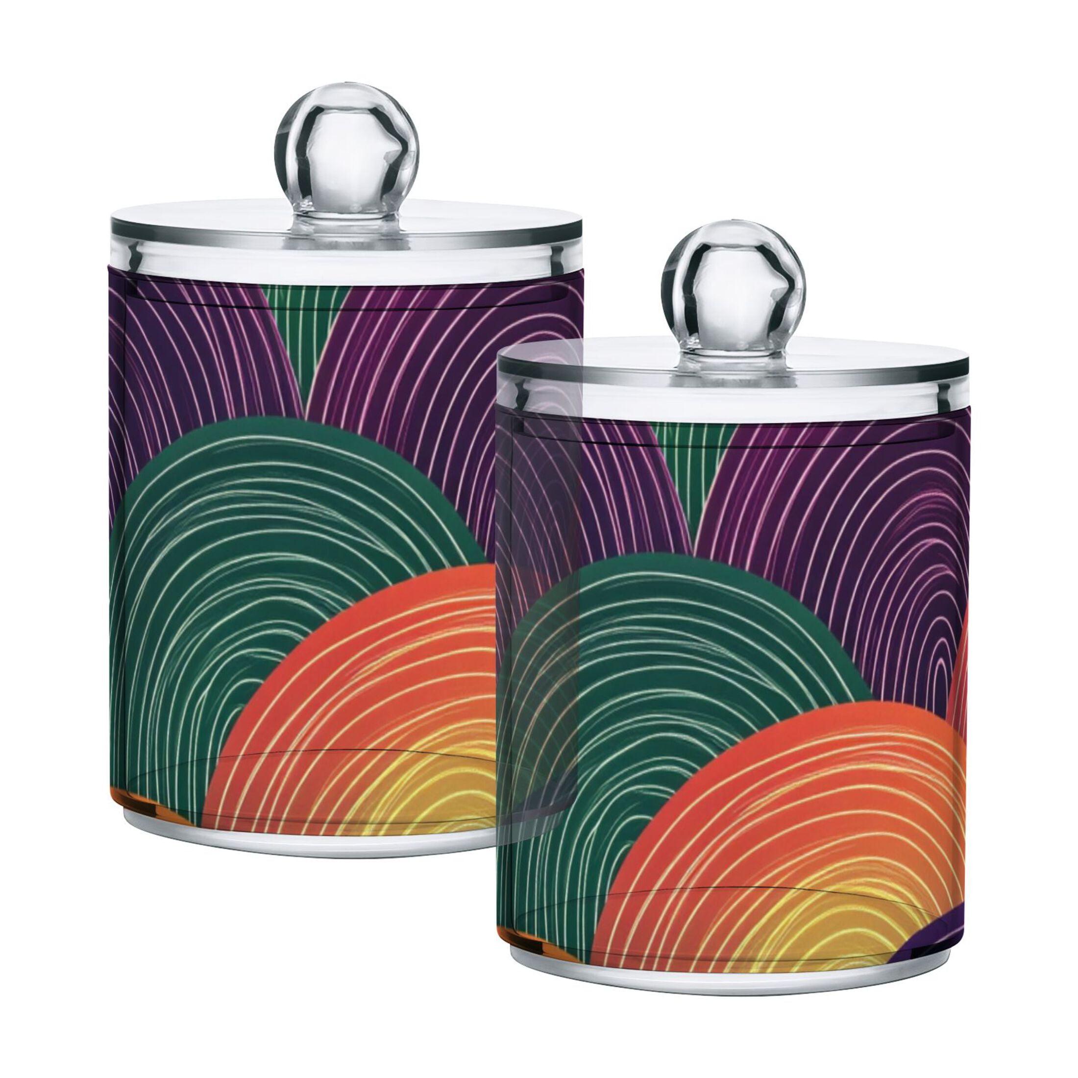 Rainbow Colored Waves Translucent Plastic Cans Storage Canisters with ...