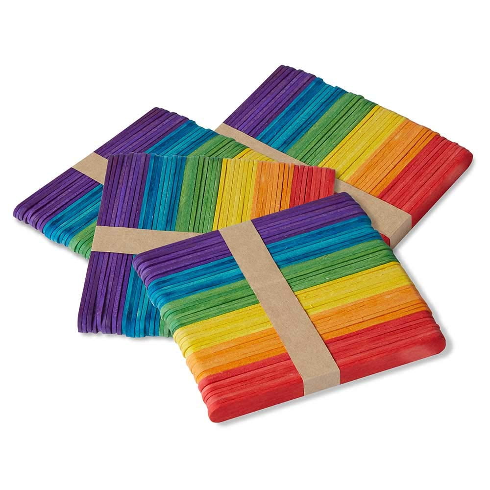 Rainbow Colored Wood Craft Sticks, Popsicle Sticks for Crafts, Waxing ...