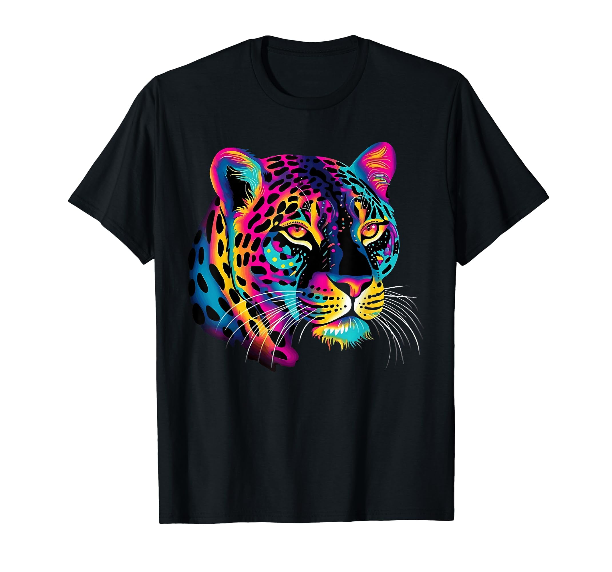 Rainbow Colorful Jaguar Big Cat Lover Print Graphic Design T-Shirt ...