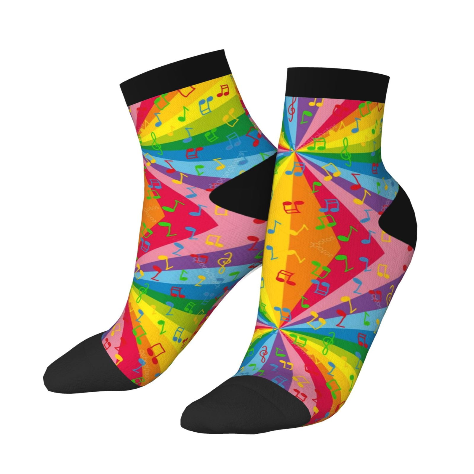 Rainbow Colorful Music Notes Colorful Quarter Socks for Men Women ...
