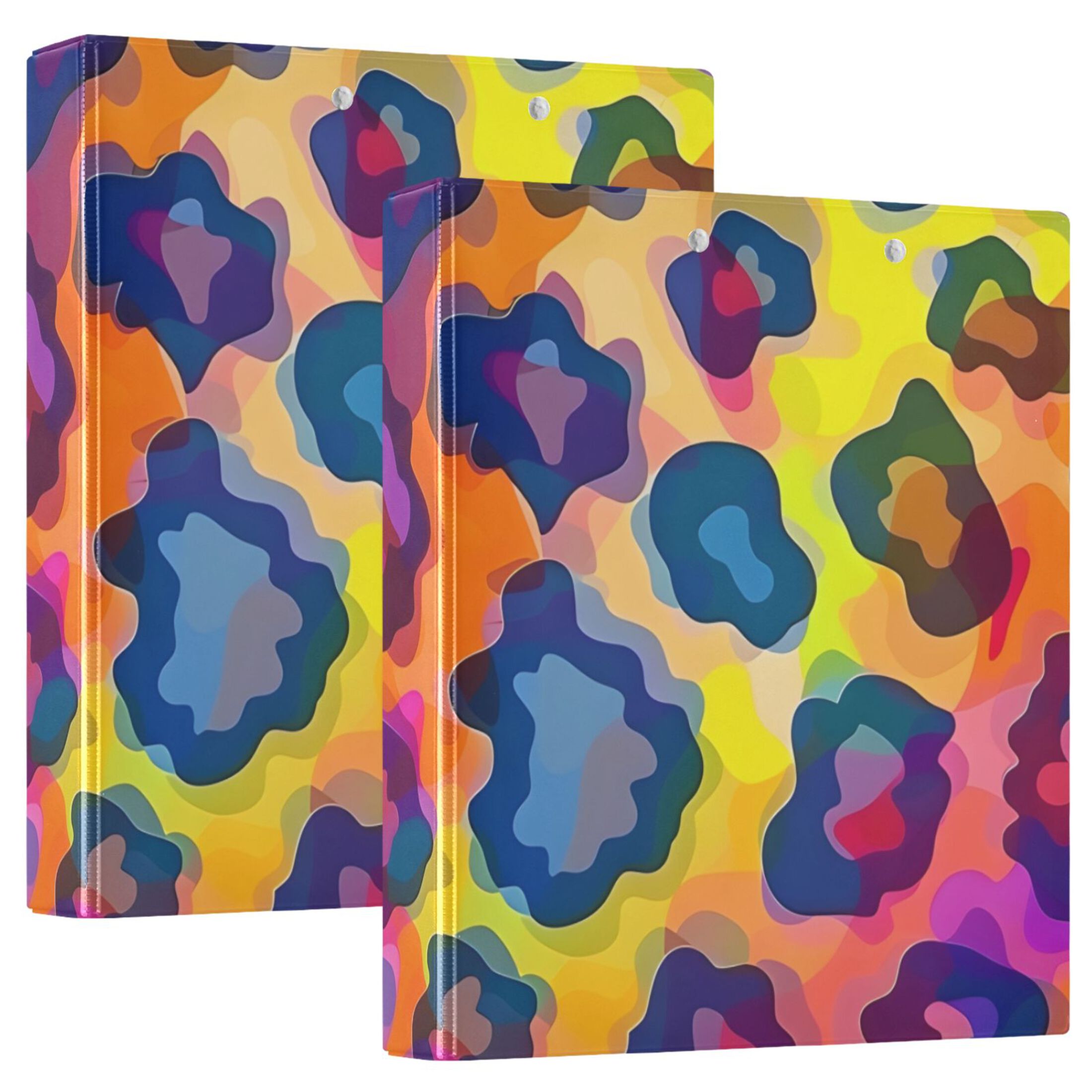Rainbow Colors Leopard 3 Ring Hardcover Binders 1.5" Round Rings for ...