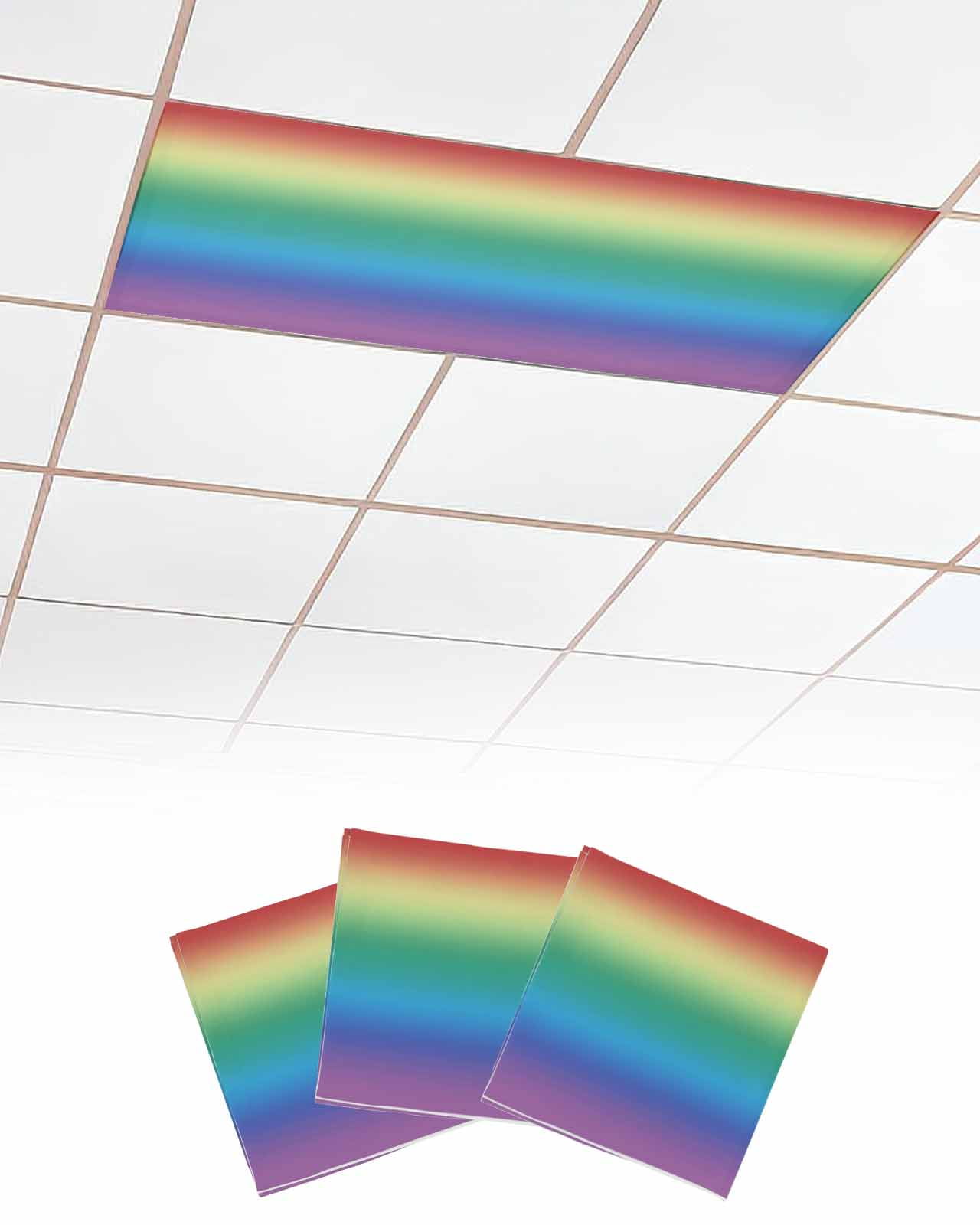 Rainbow Colors Ombre Cream Fluorescent Light Covers for Ceiling Lights ...