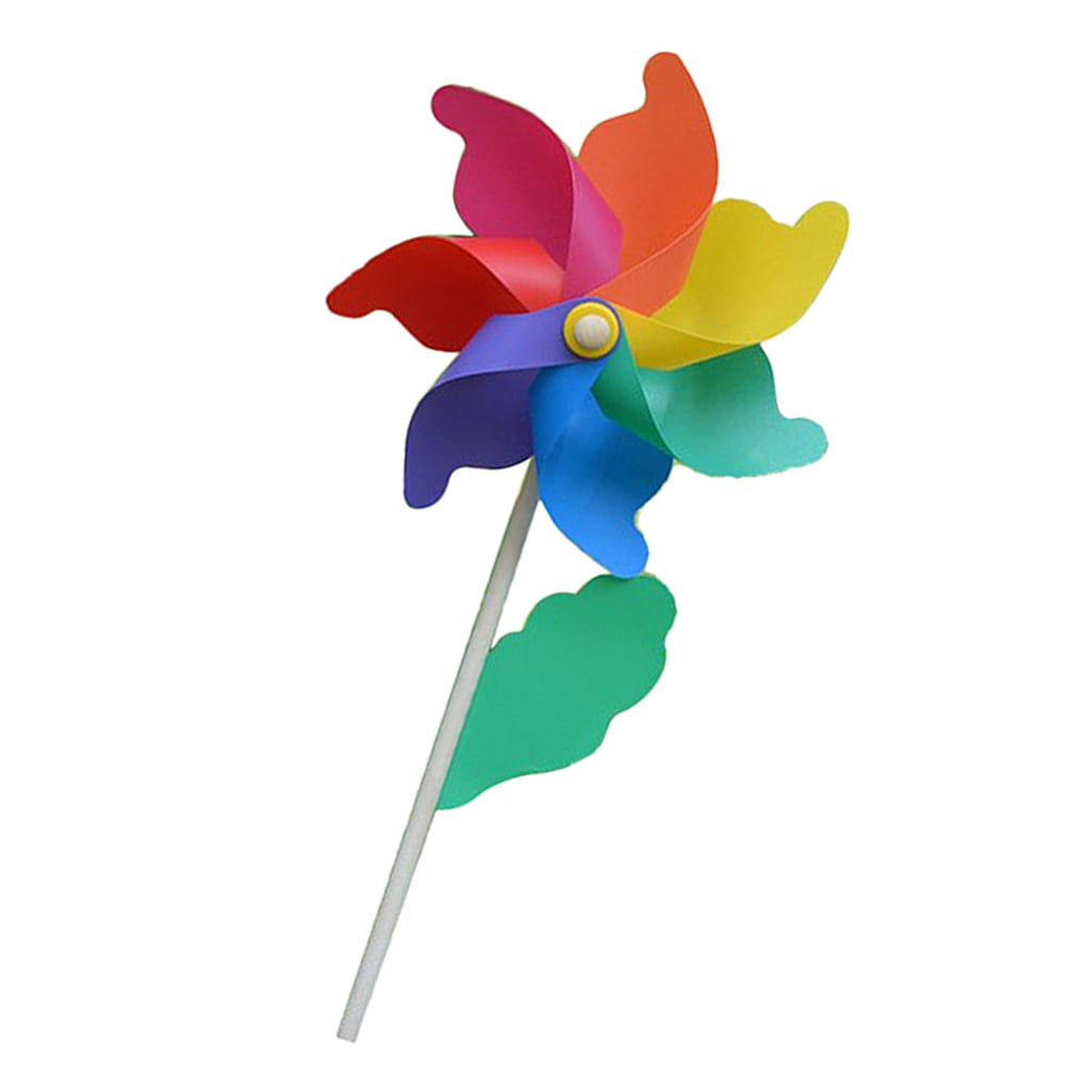 Rainbow Colors Pinwheels Wood Wind Mills Decoration , 56cm Height ...
