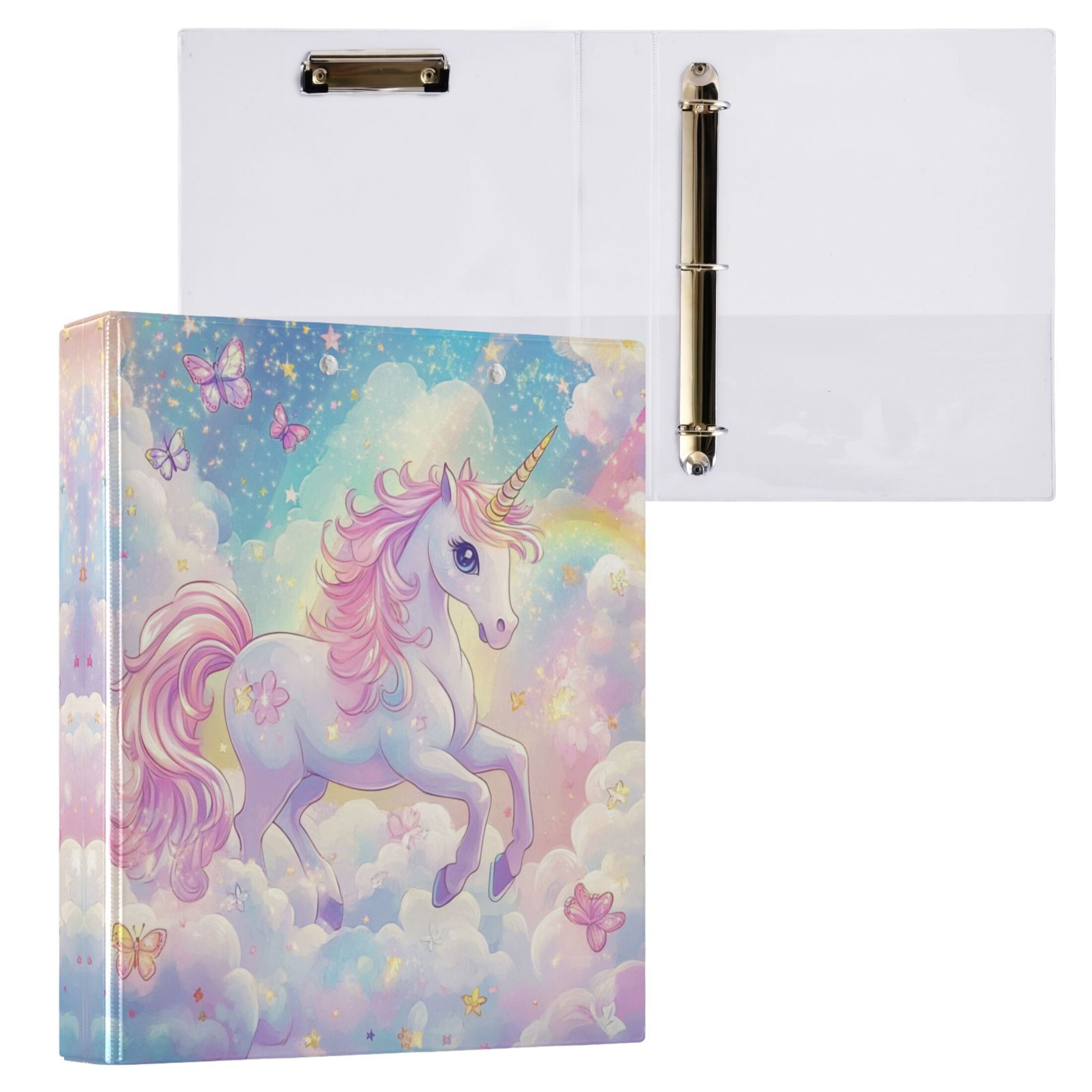 Rainbow Colors Unicorn 3 Ring Hardcover Binders 1.5in Round Rings for ...