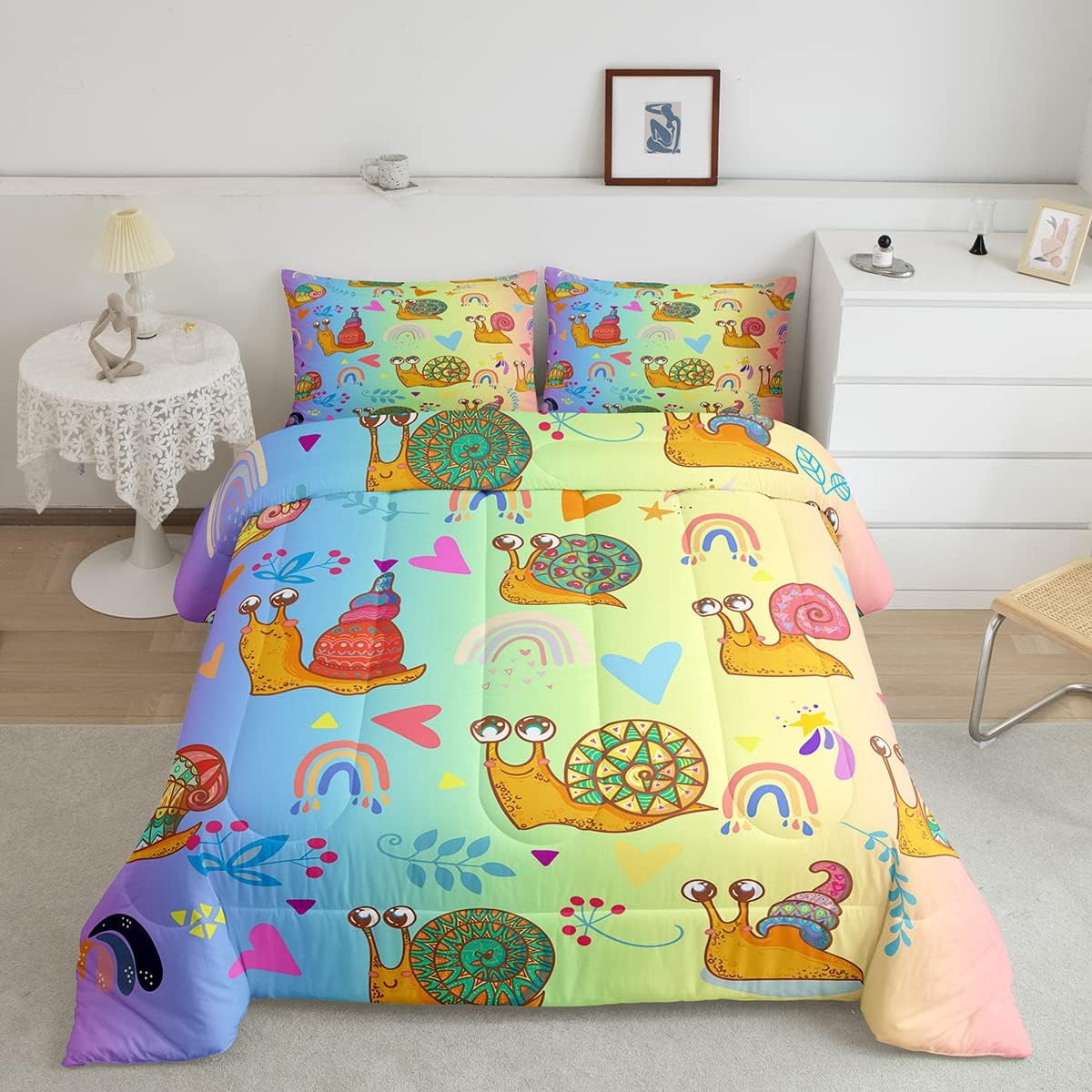 Rainbow Comforter Set Twin Snails Bedding Sets For Kids Boys Girls ...