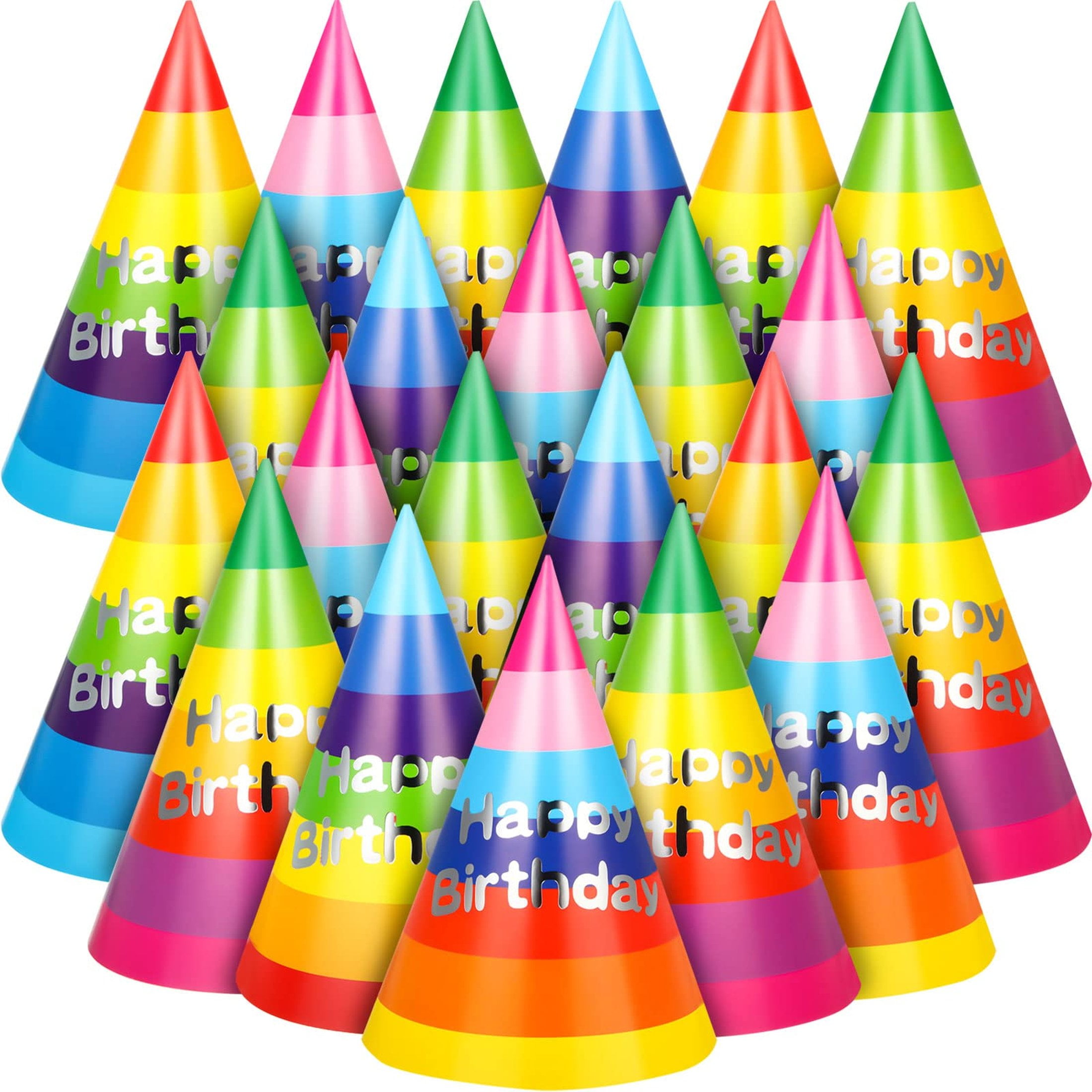 Rainbow Cone Party Hats - Colorful Paper Art Caps for Kids & Adults ...