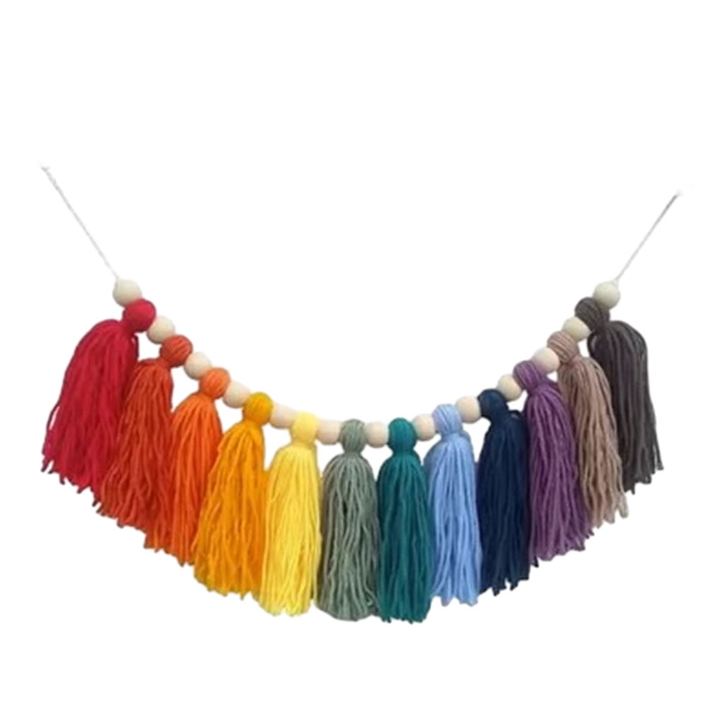 Rainbow Cotton Tassel Garland Pastel Banner Addition To Nursery Room ...