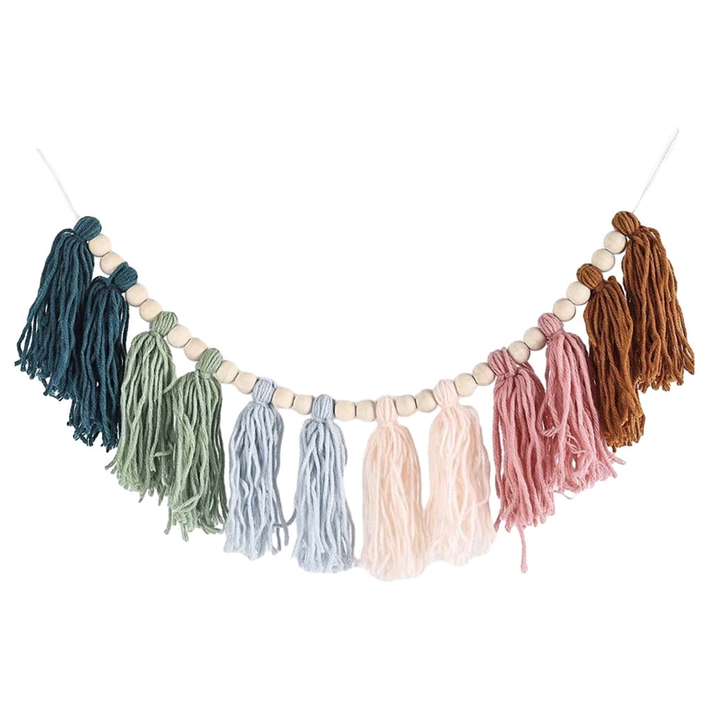 Rainbow Cotton Tassel Garland Pastel Banner Addition To Nursery Room ...