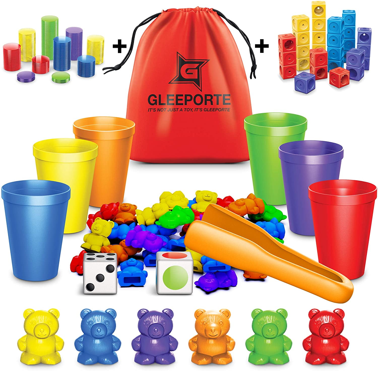 Rainbow Counting Bears With Matching Sorting Cups 150 Pcs Set JUMBO ...