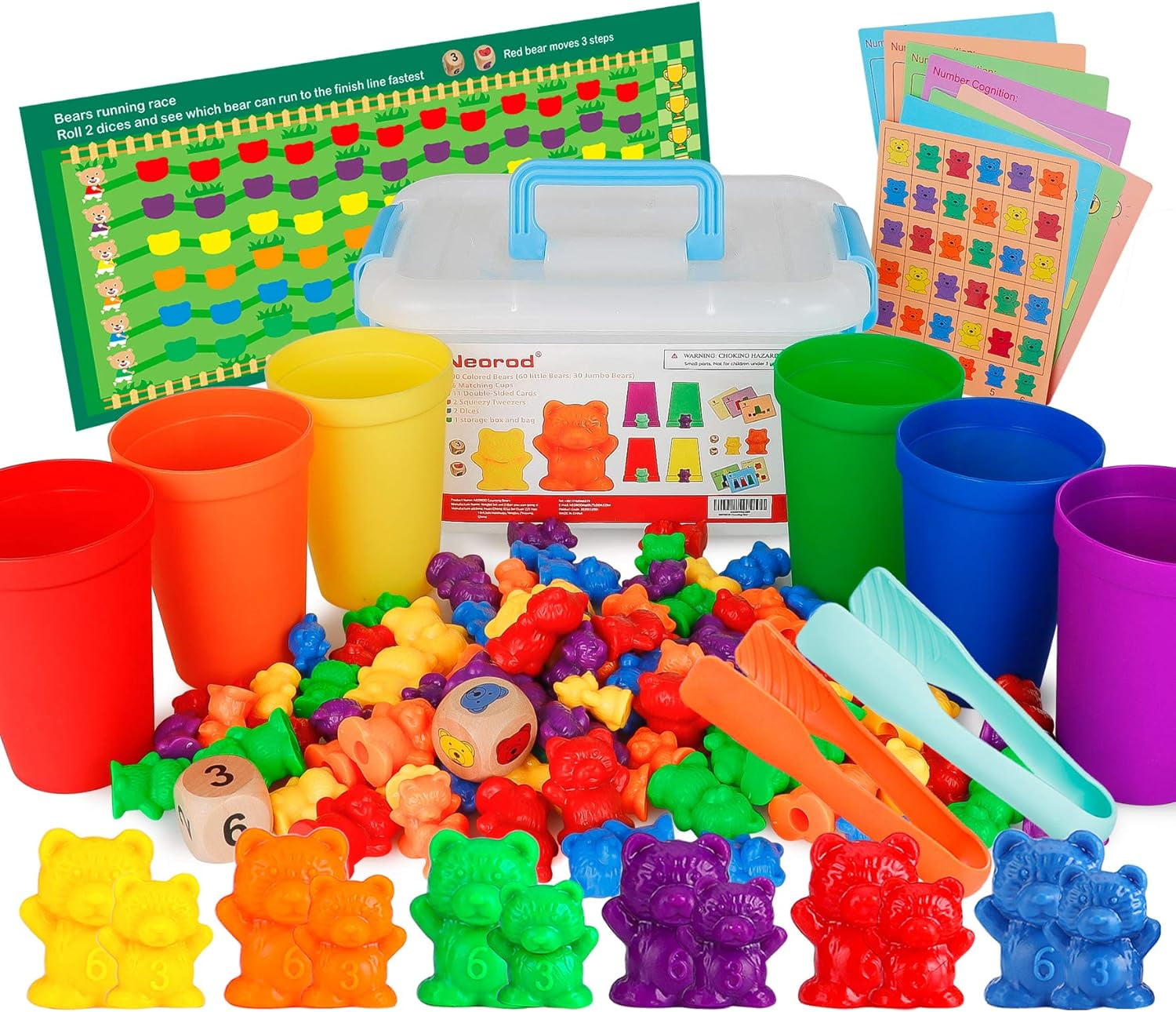 Rainbow Counting Bears with Matching Sorting Cups, Number Color ...