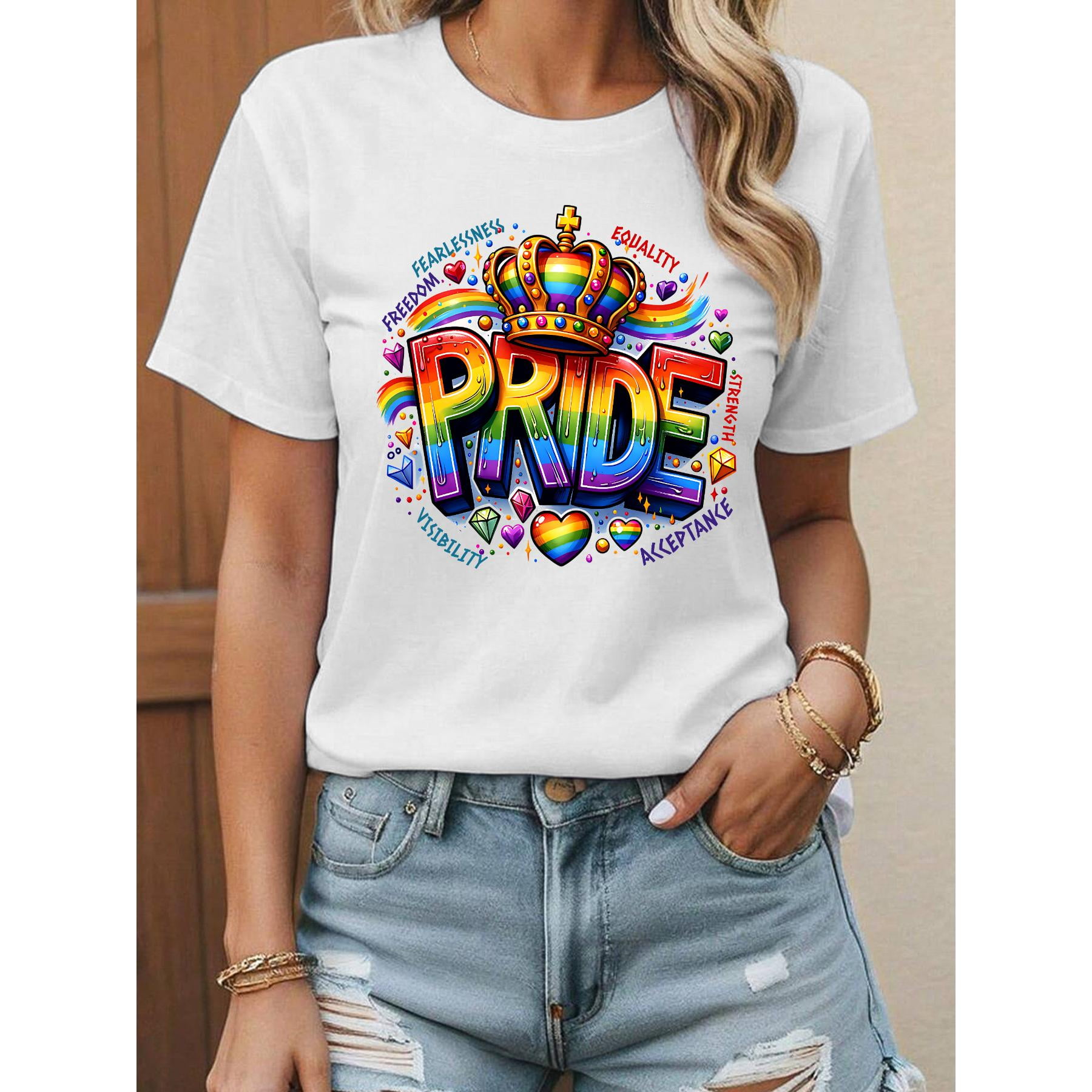 Rainbow Crown Pride Tee - 'PRIDE' Bold Graphic LGBTQ+ Shirt - Unisex ...