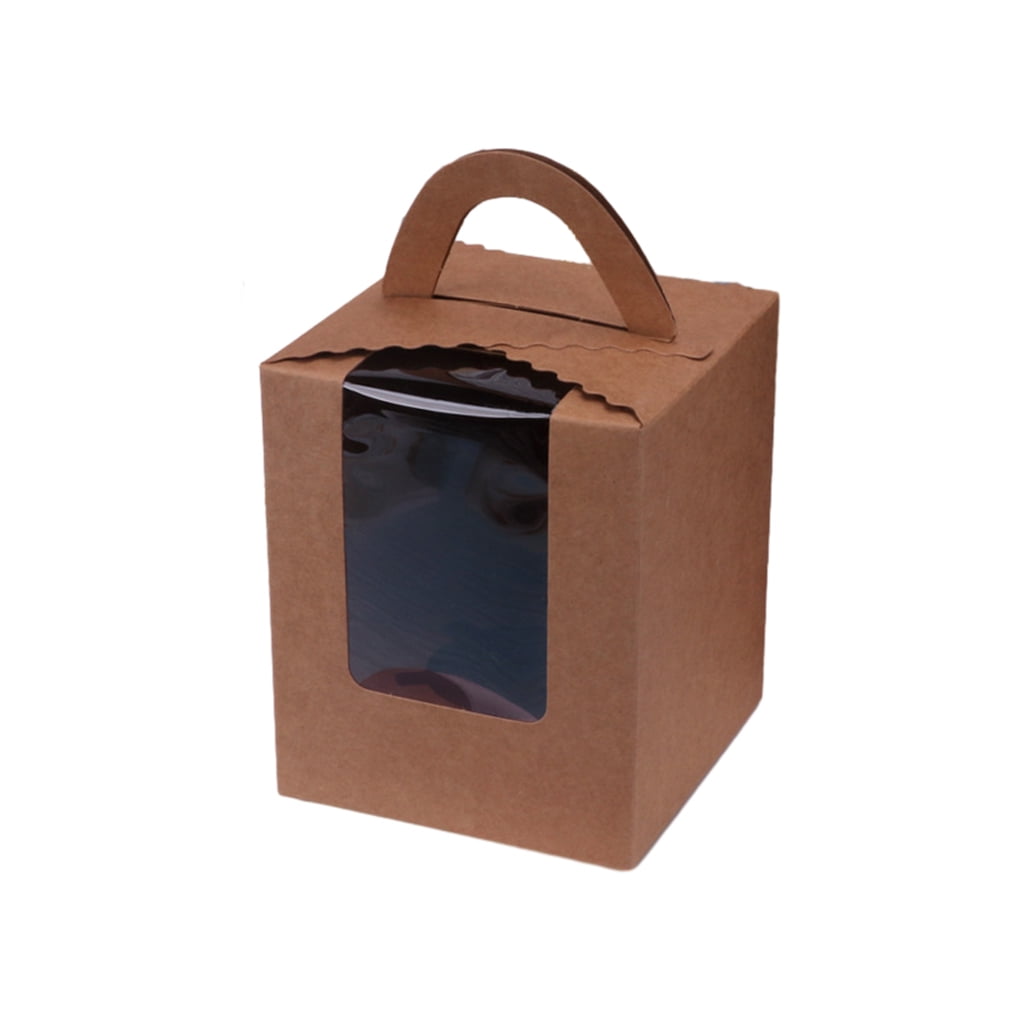 Rainbow Cupcake Boxes With Handle And Window Insert Portable Pastry ...