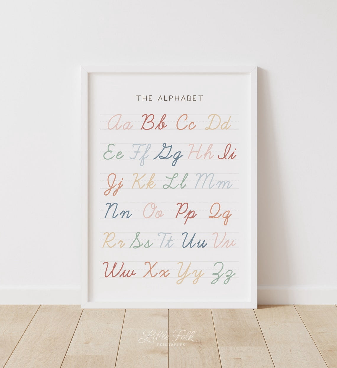 Rainbow Cursive Alphabet Writing Chart Poster Educational Wall Art ...
