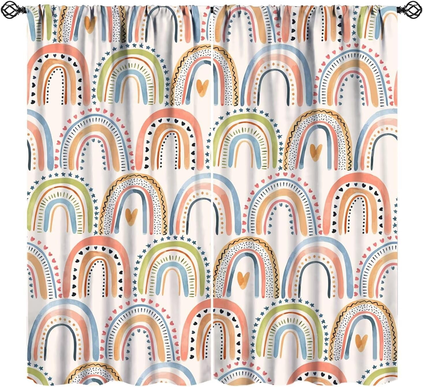 Rainbow Curtains Colorful Retro Cute Boho Rainbow Kids Girls Bedroom ...