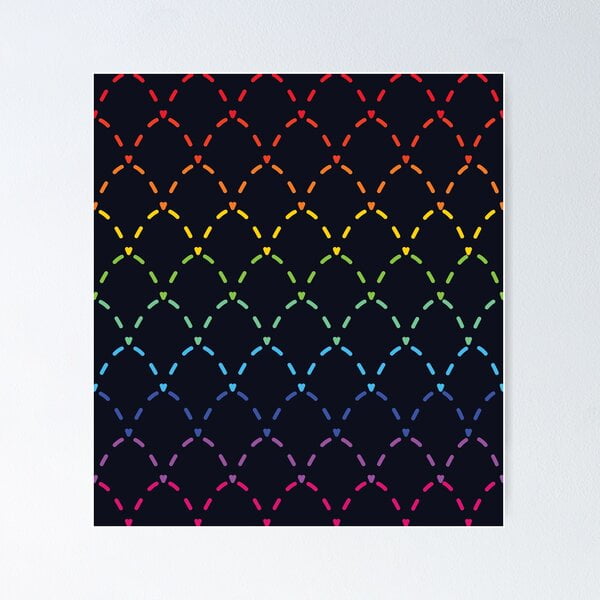 Rainbow Curvy Scale-Like Dash Line Poster Wall Art, Modern Wall Decor ...