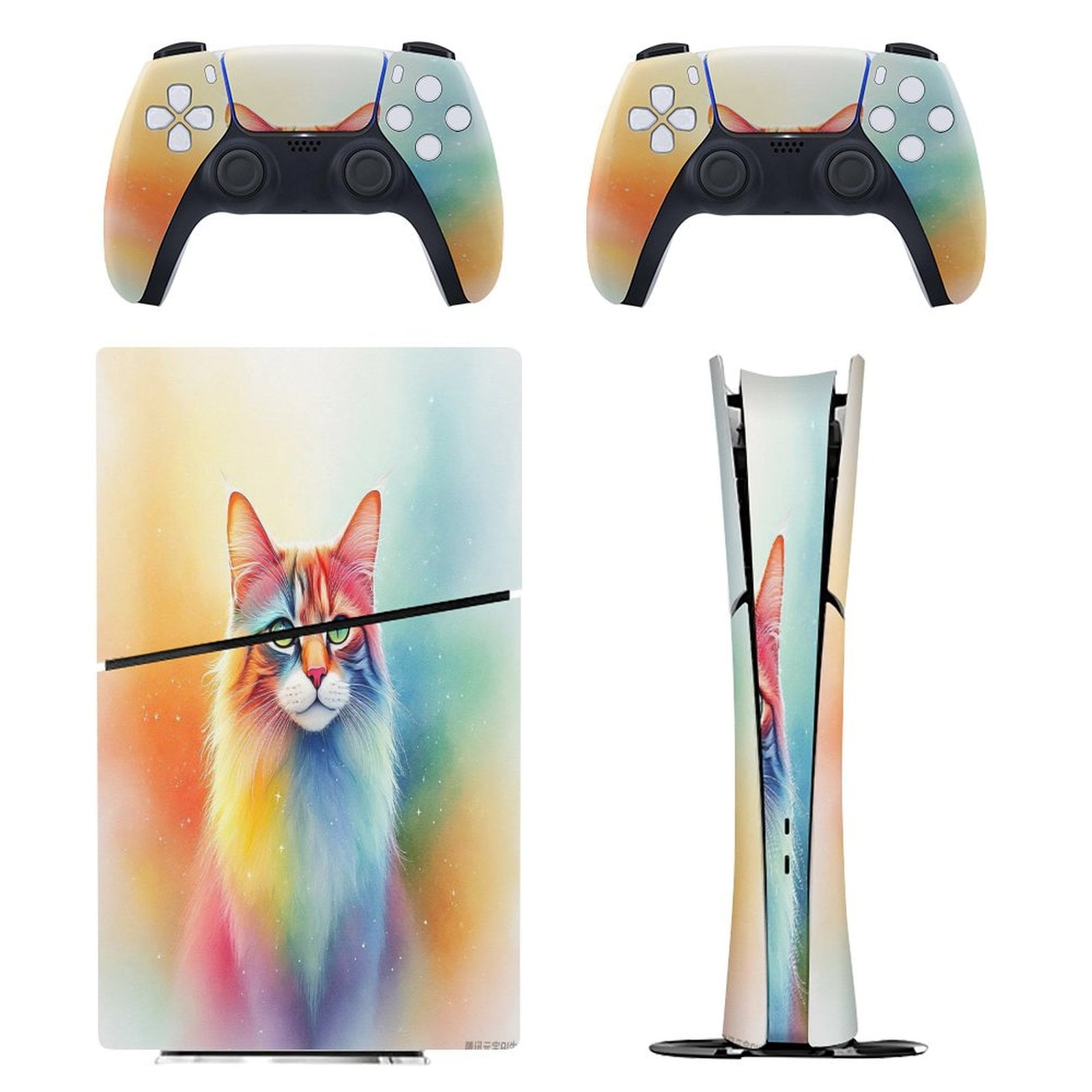 Rainbow Cute Cat PS5/PS5 Slim Digital Disc Skin Sticker For Console And ...
