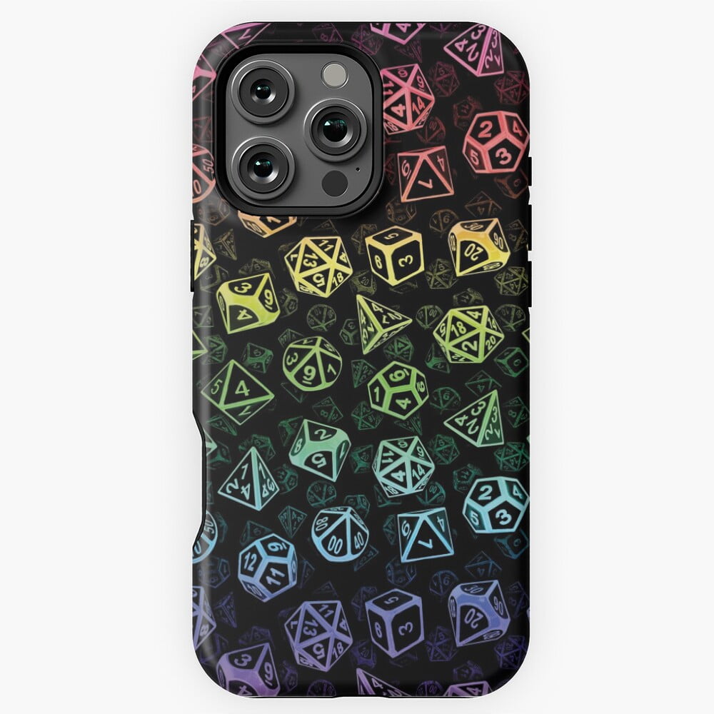 Rainbow D20 Dice Set DND Phone Case for iPhone 16 15 14 13 12 11 Pro ...